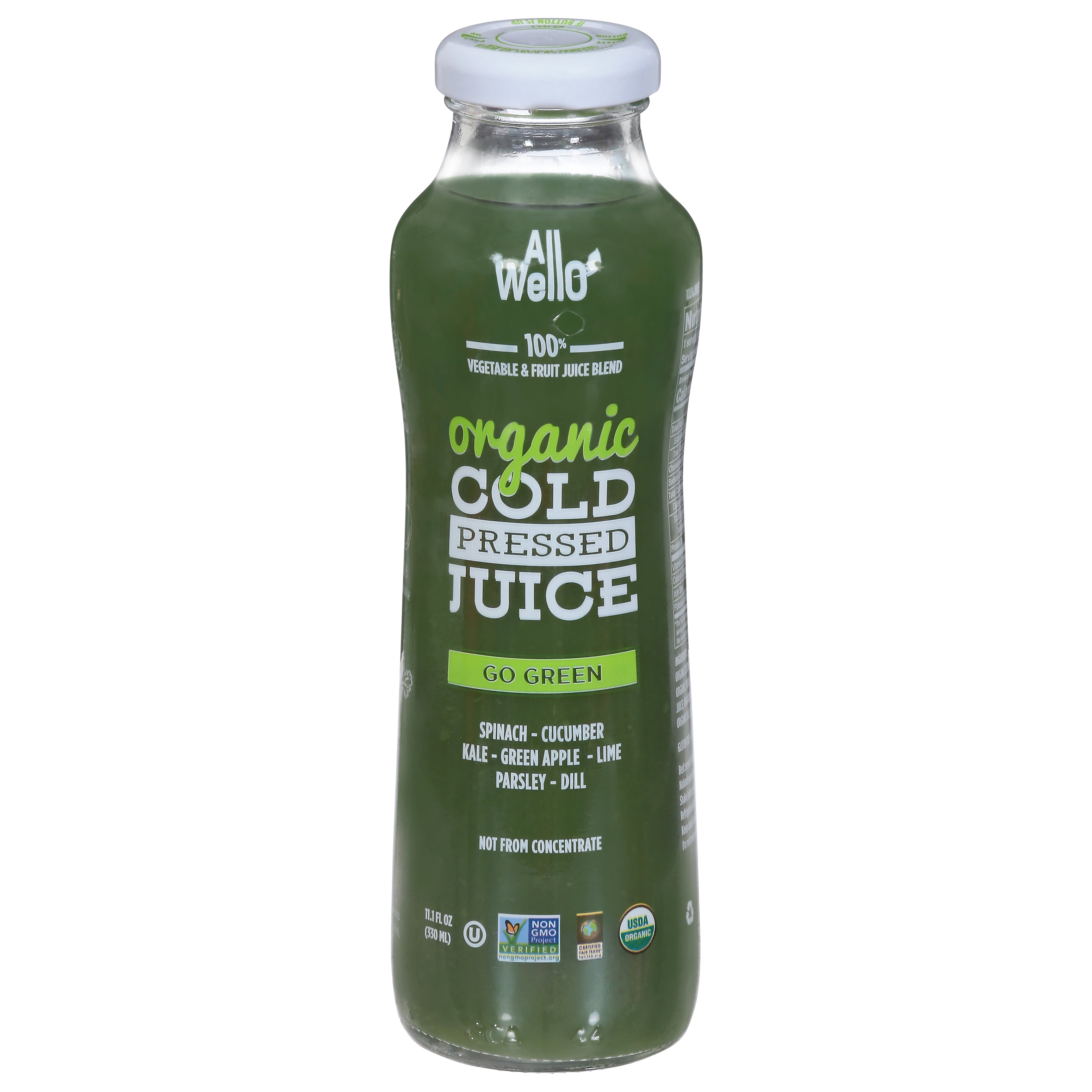 AllWellO, Organic, Go Green, Cold Pressed Juice, Refrigerated 11.1 fl ...