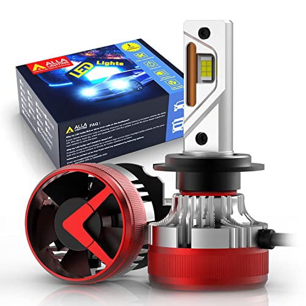 Alla Lighting 12000 Lumens H7 LED Headlights Bulbs, 6500K Xenon White, Xtreme Super Bright High ...