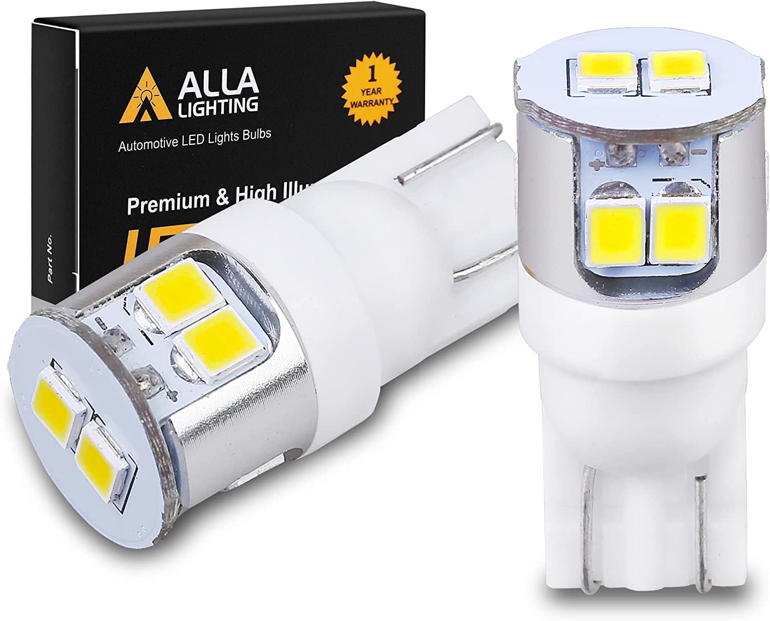 Alla Lighting, LED Bulbs, 194 168 Wedge T10 W5W, 6000K Xenon White ...