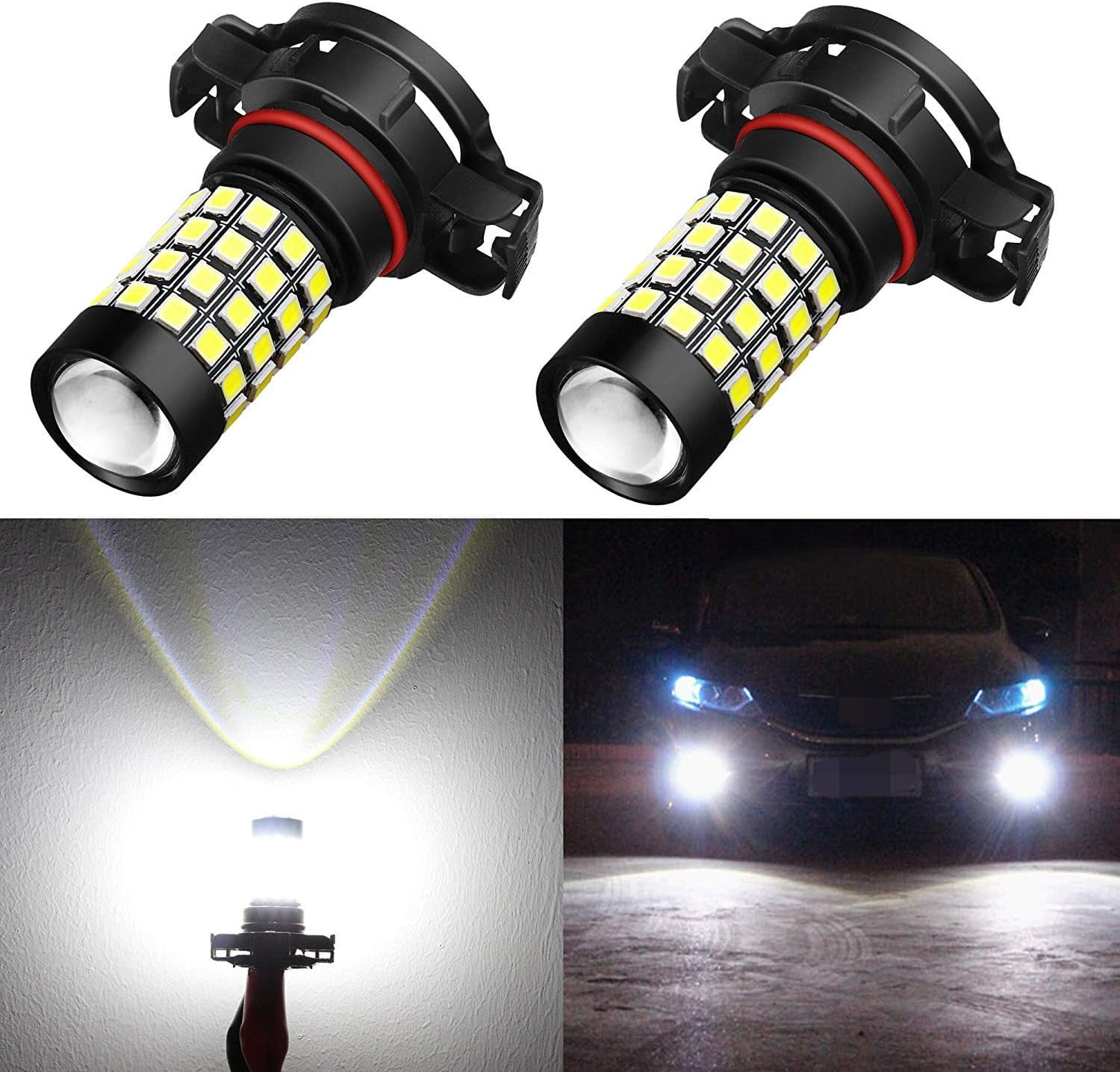 Alla Lighting 2000Lm 2504 PSX24W LED Fog Lights Bulbs 2835 51-SMD Super ...