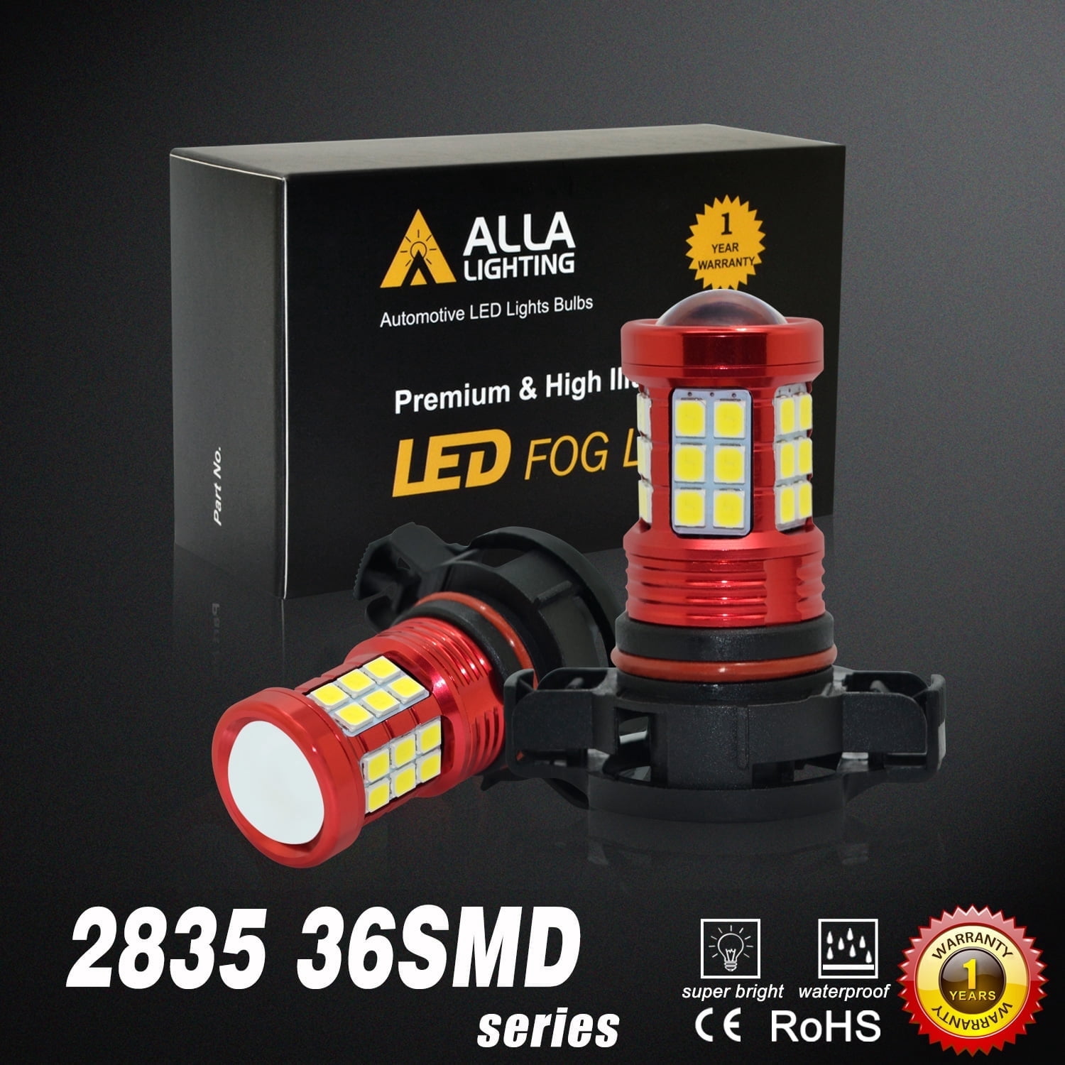 Alla Lighting 2000Lm 2504 PSX24W LED Fog Lights Bulbs 2835 36-SMD Super ...