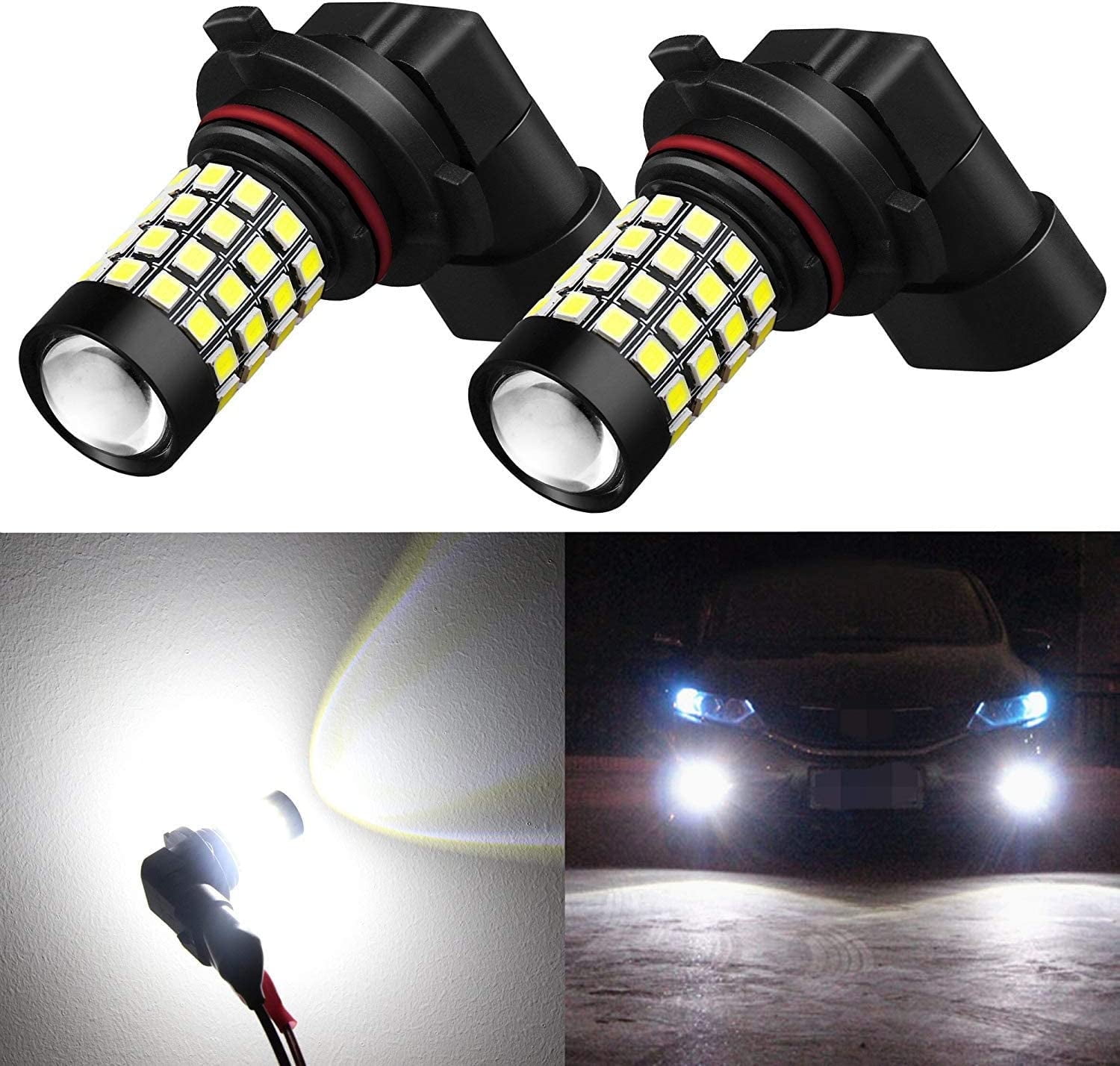 Alla Lighting 2000Lm 9006 LED Fog Lights Bulbs 2835 51-SMD Super Bright ...