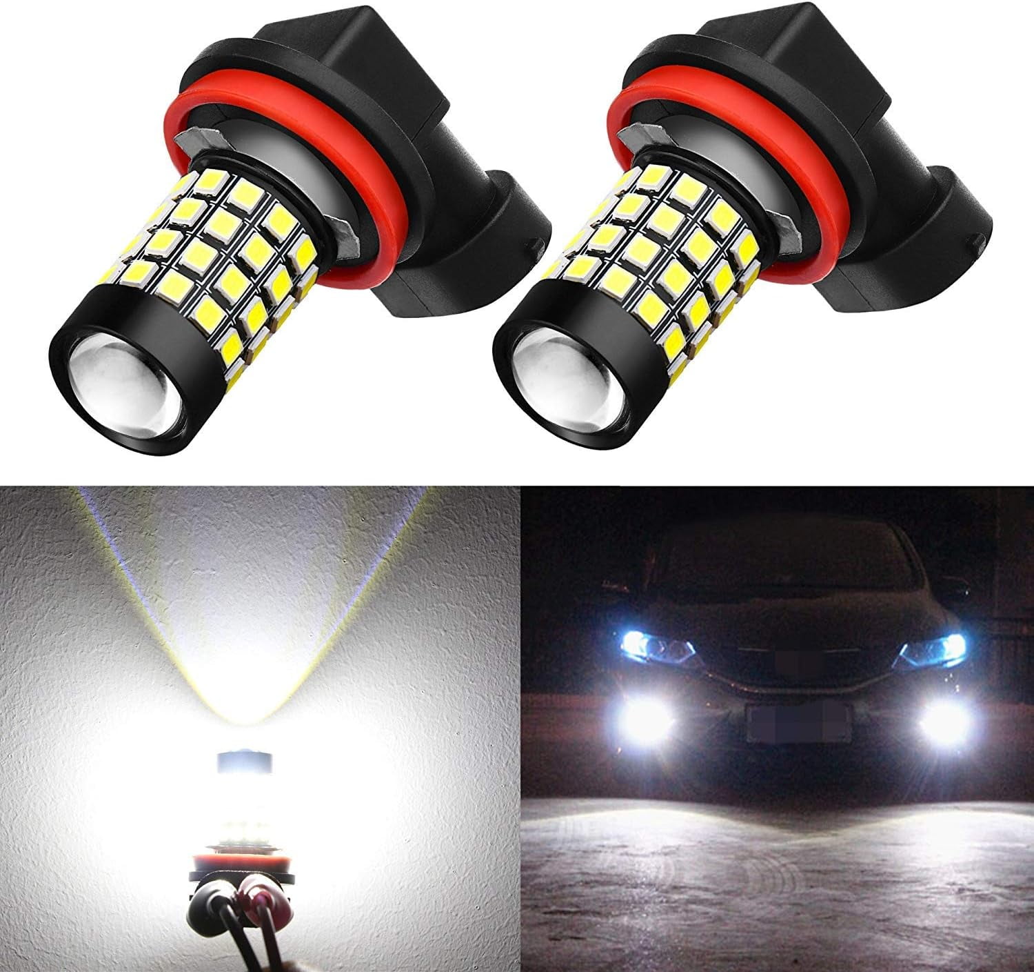 Alla Lighting 2000Lm H8 H16 H11 LED Fog Light Bulbs, 6000K Xenon White ...