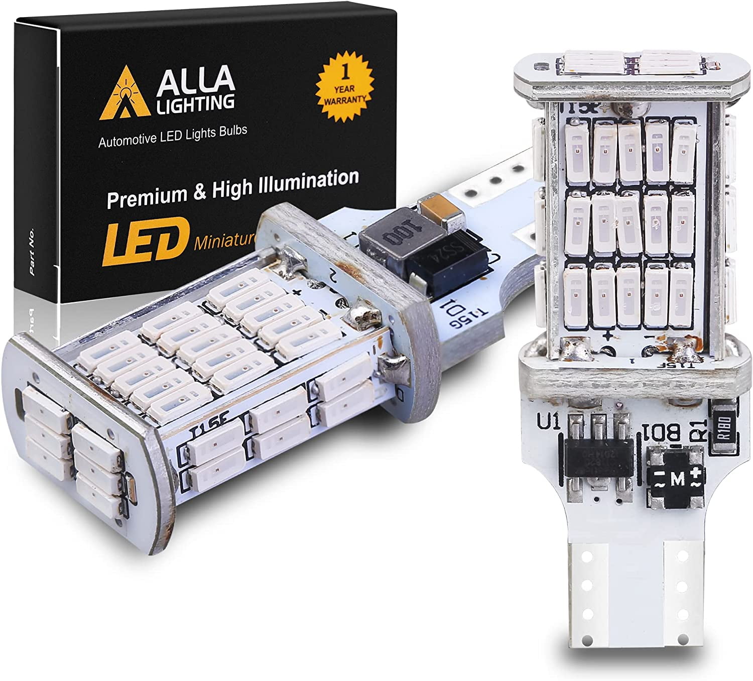 Alla Lighting 2600lm T15 921 912 LED Strobe Flashing Lights Bulb, Red ...