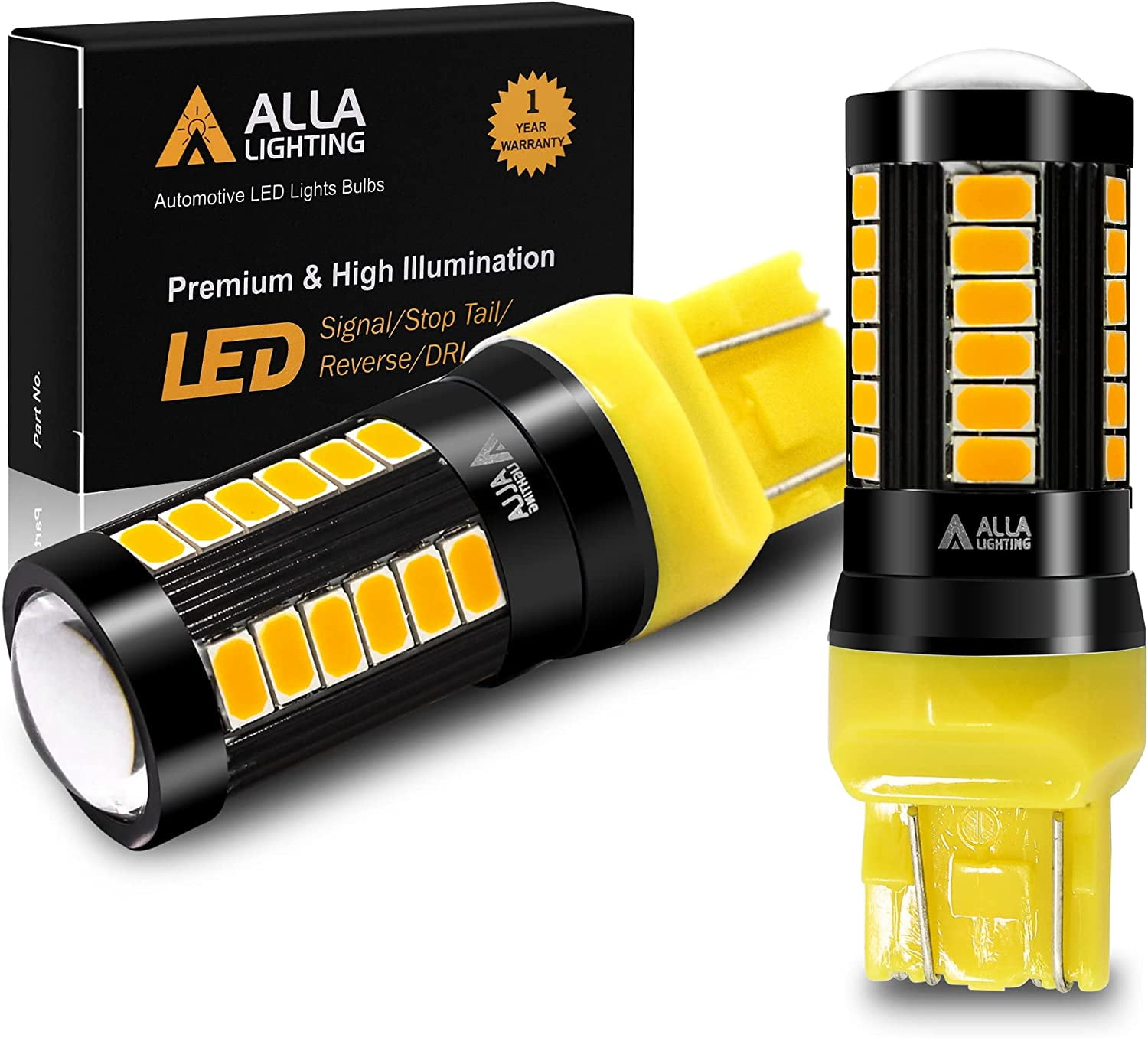 Alla Lighting 2800lm 7440 7443 LED Turn Signal Lights Bulbs, Amber ...