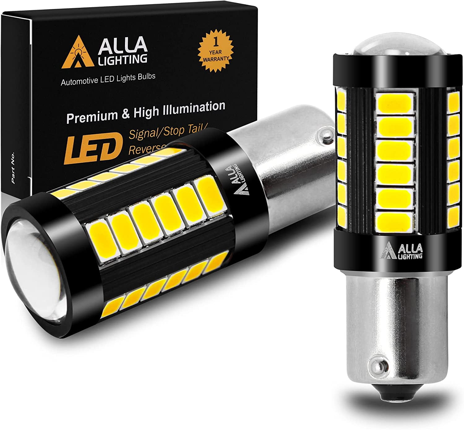 Alla Lighting 2800lm BA15S 1156 LED Bulbs,White Reverse Lights/Turn ...
