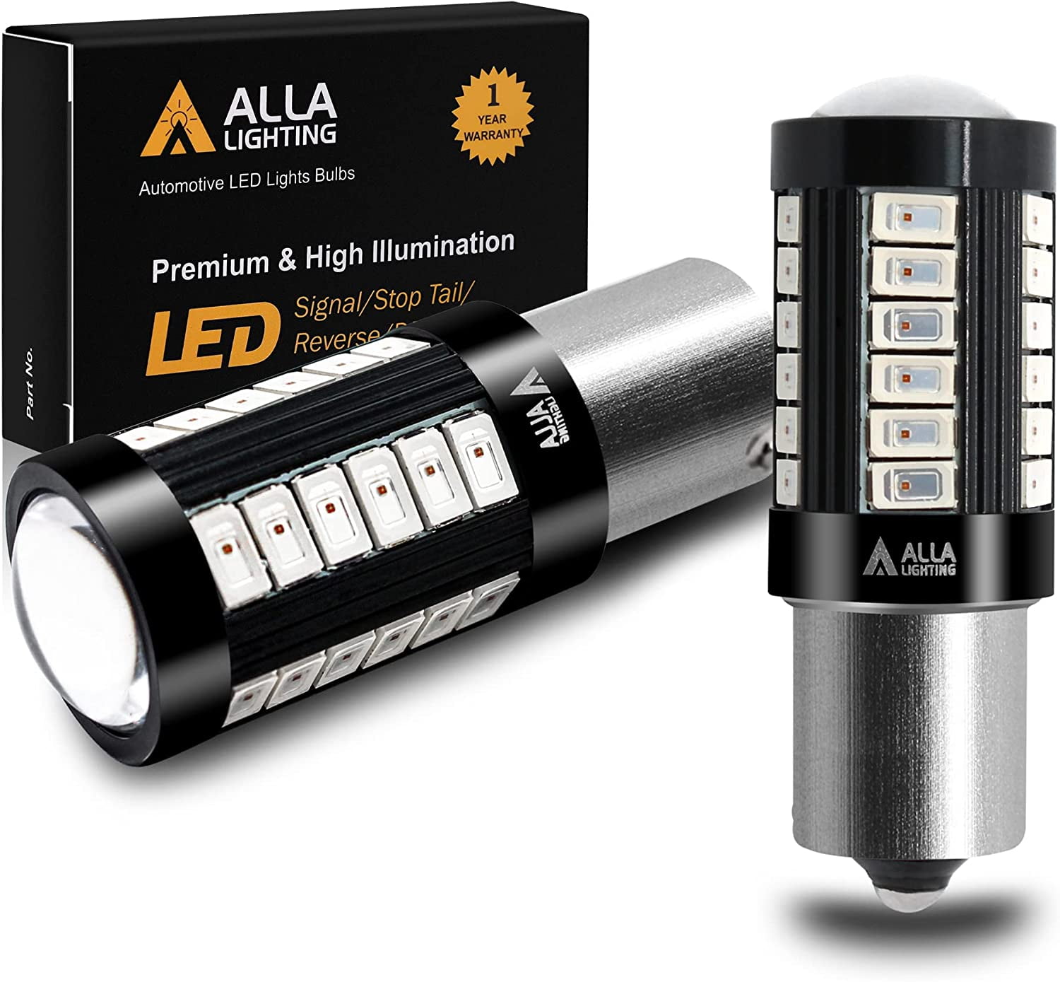Alla Lighting 2800lm BA15S 1156 Red Strobe Flashing LED Bulbs Bright ...