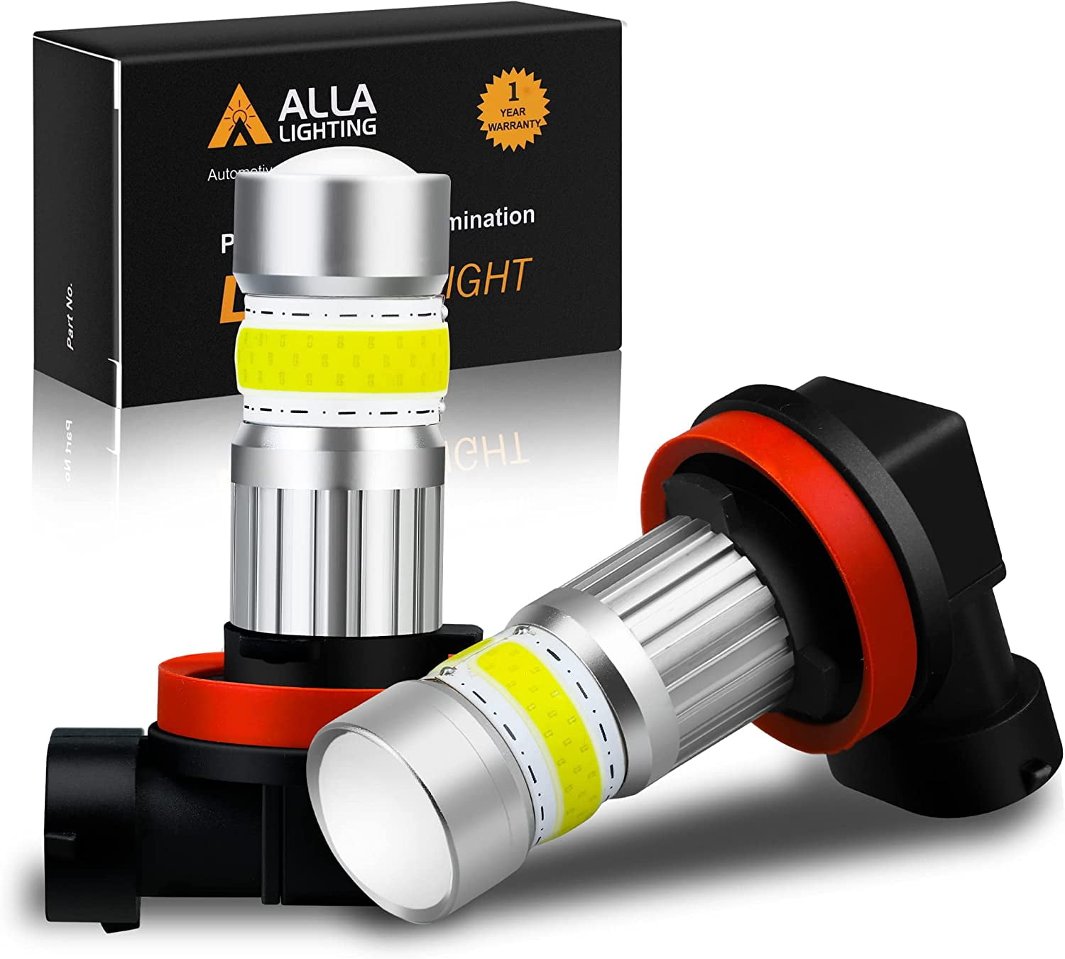 Alla Lighting H8/H11 LED Fog Lights, 2800lm, 6500K Xenon White, COB-72 ...
