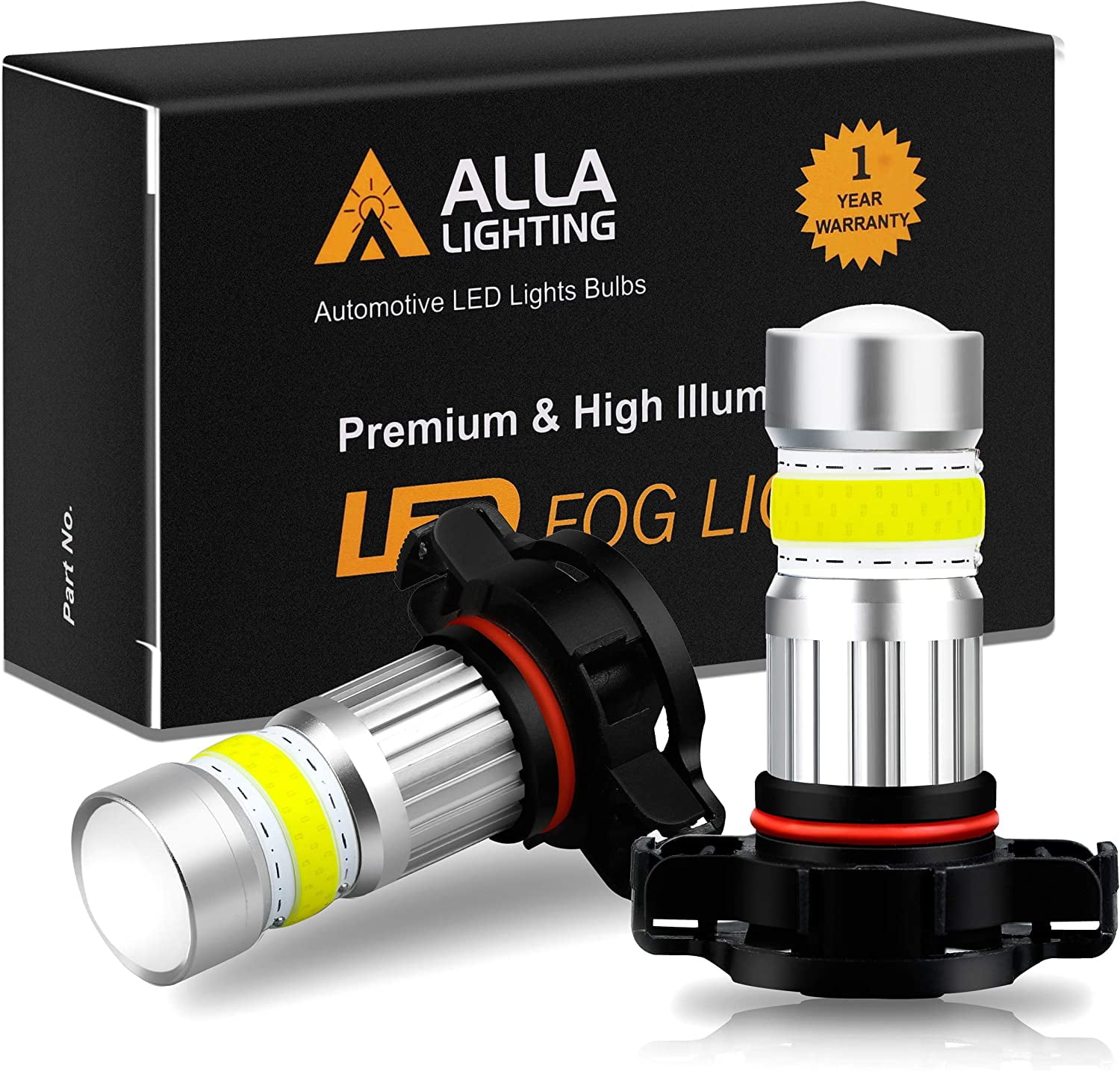 Alla Lighting 2800lm PSX24W 2504 LED Fog Lights Bulbs 12276, 6000K ...