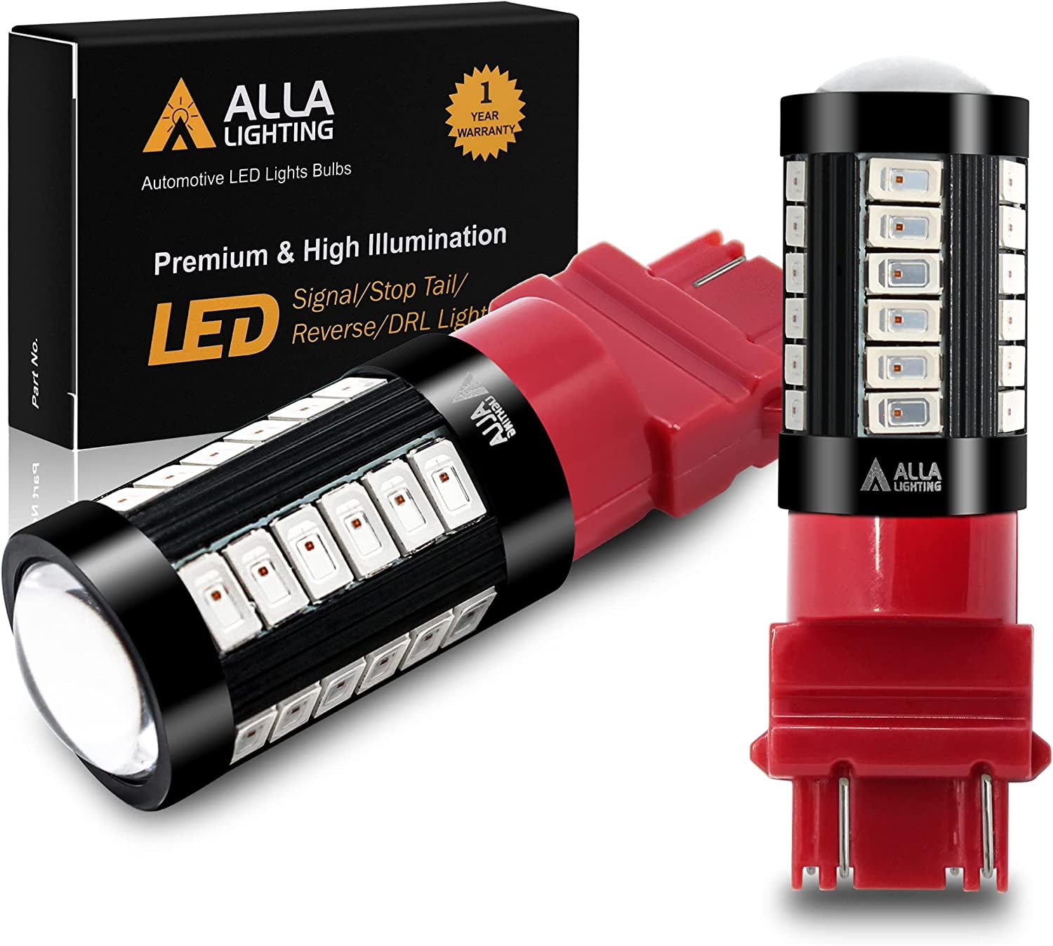 Alla Lighting 2800lm T25 Wedge 3156 3157 LED Bulbs,Red Brake Lights ...