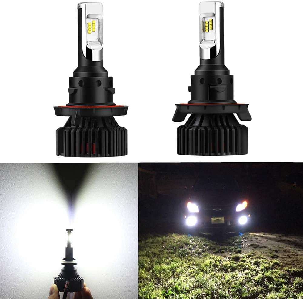 Alla Lighting 2pcs Super Bright 6000K Xenon White H13 H13LL 9008 LED Headlight Bulbs High Low ...