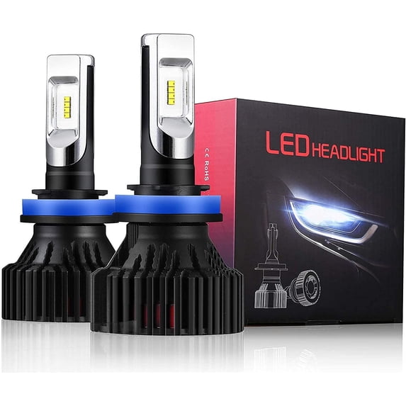 Alla Lighting 2pcs Super Bright 6500K White H11 H11LL LED Headlight ...