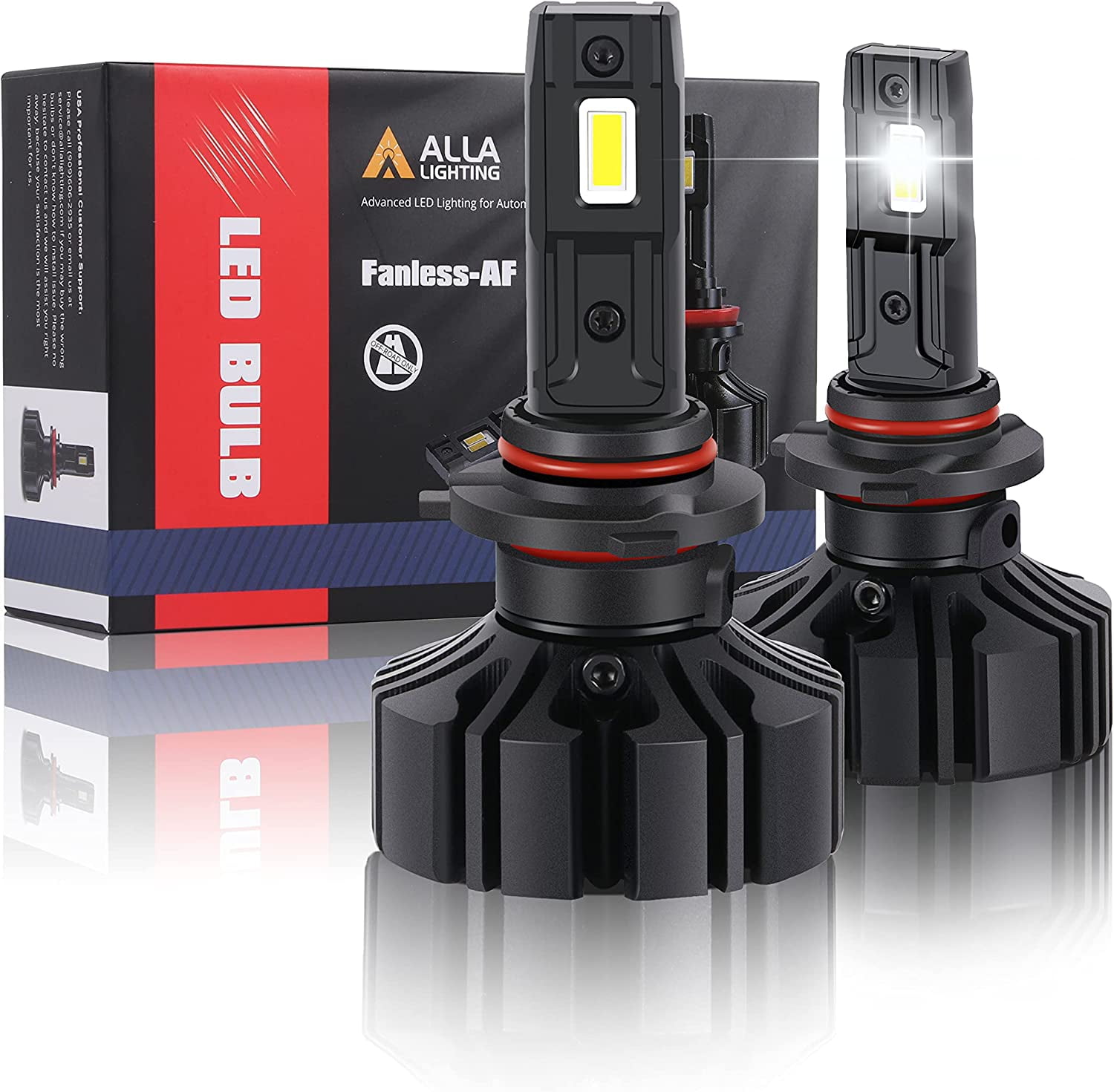 Alla Lighting 2x Super Bright 9005 HB3 9005LL White High Beam LED Bulbs ...