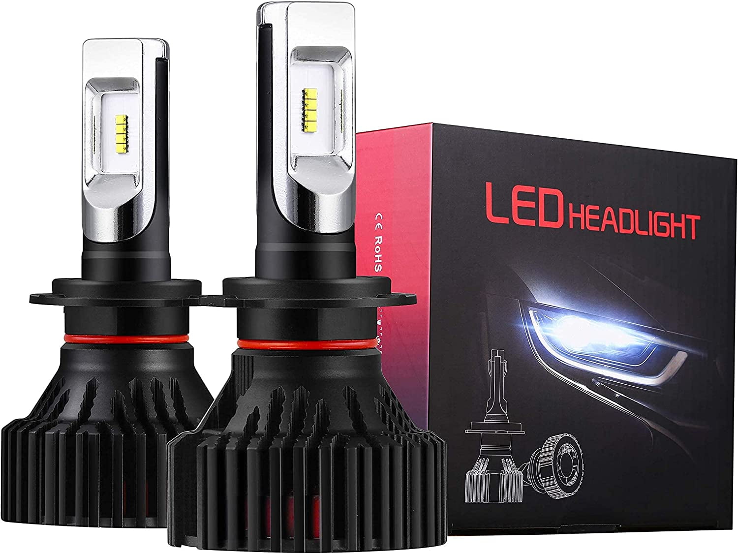 Alla Lighting 2x Super Bright White H7 H7LL LED Headlights Bulbs High ...