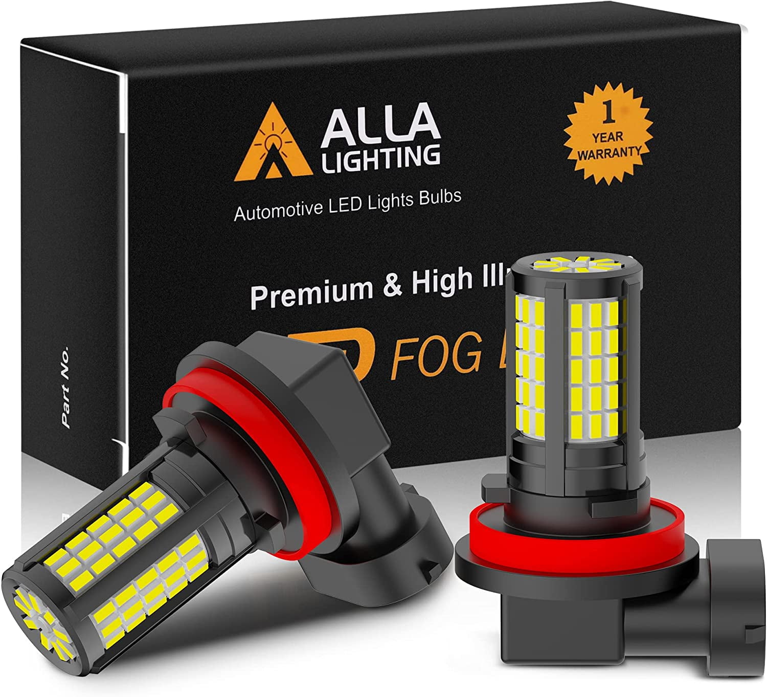 Alla Lighting 3014-84 SMD 3000 Lumens H8/H9/H11/H16 LED Bulbs Fog ...