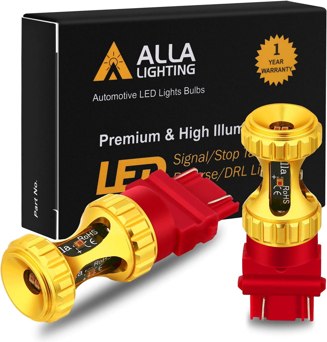 Alla Lighting 3156 3157 LED Red Bulbs 3000lm Turn Signal, Stop Brake ...