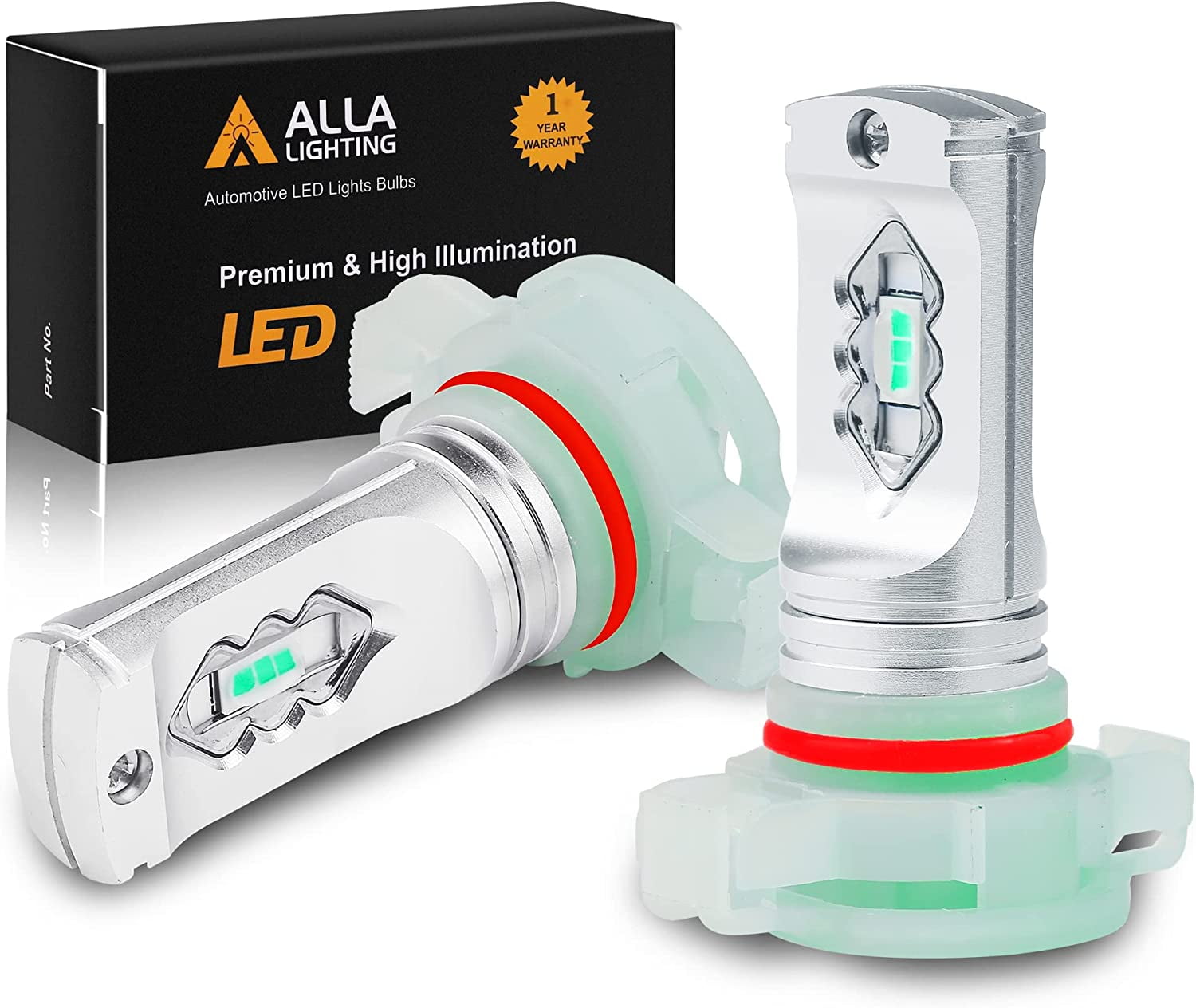 Alla Lighting 3600lm Xtreme Super Bright 5201 5202 LED Ice Blue Bulbs ...