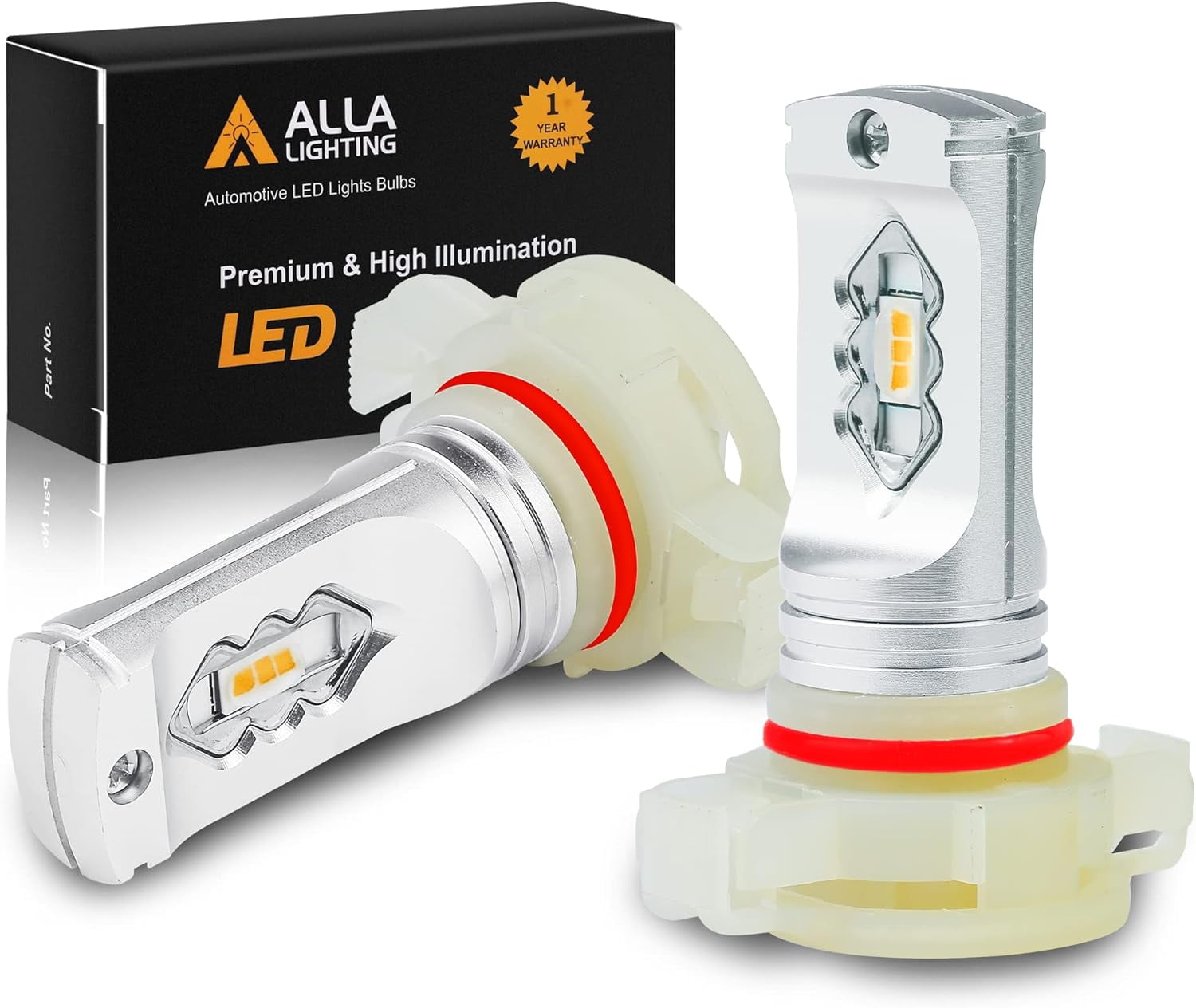 Alla Lighting 3800lm 5201 5202 Red LED Fog Lights Bulbs ETI 56-SMD ...