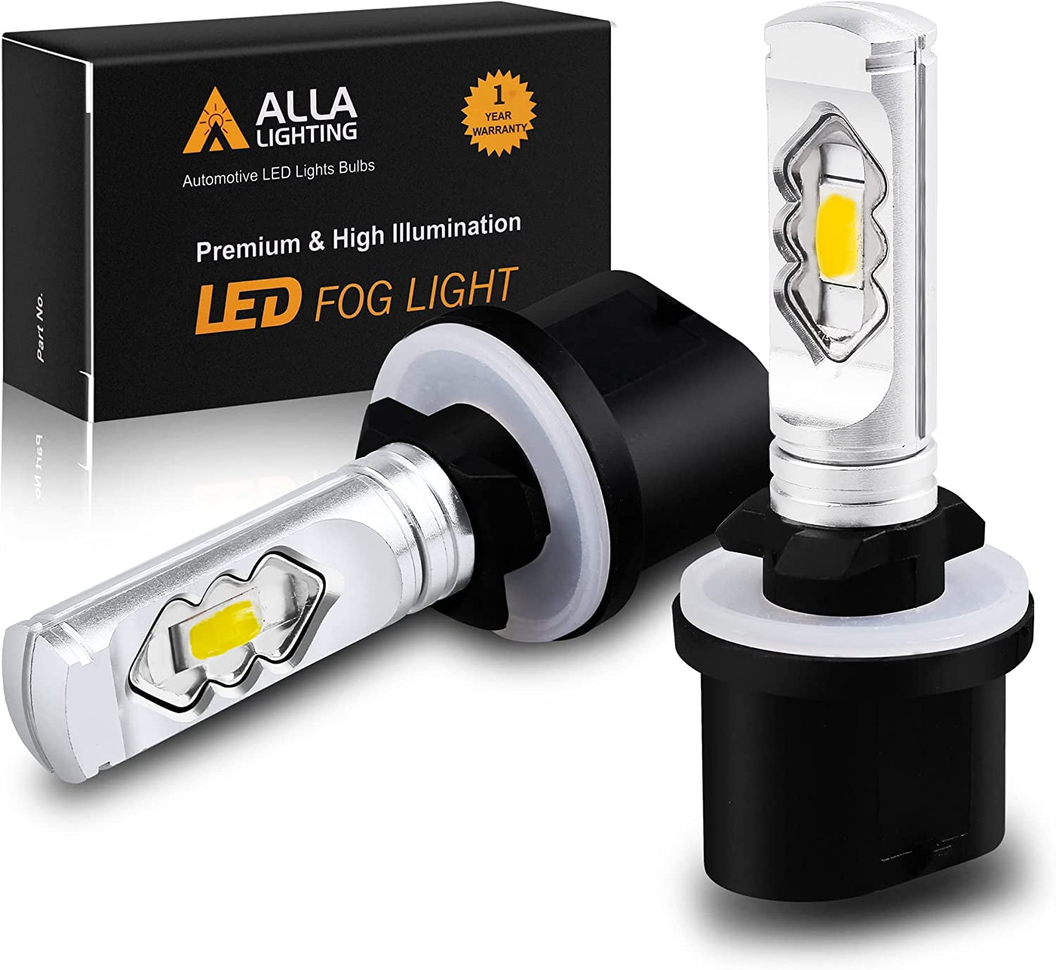 Alla Lighting 3800lm 899 880 LED Fog Light Bulbs 893 885, 3000K Amber ...