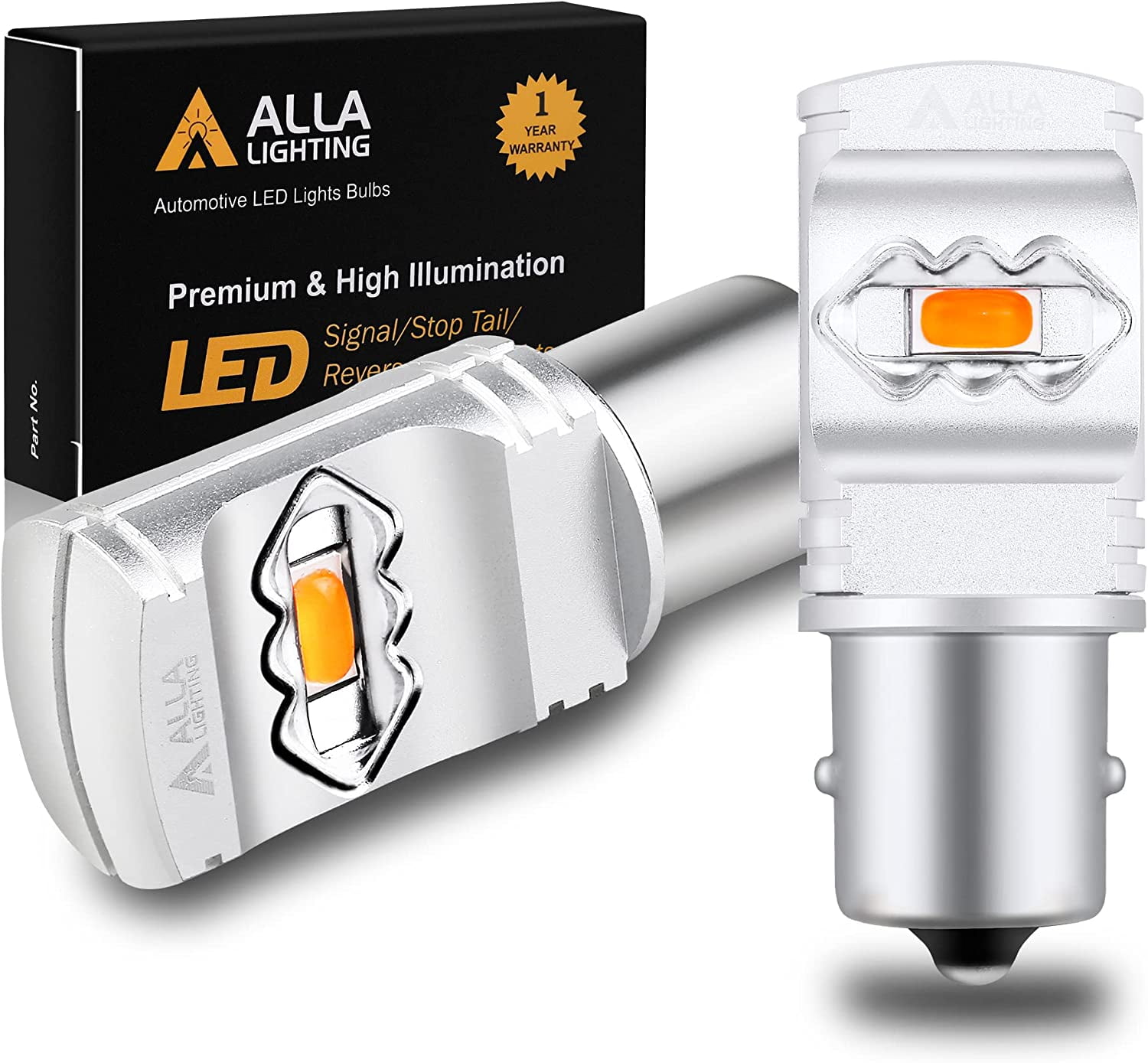 Alla Lighting 3800lm BA15S 1156 Red LED Bulbs Super Bright BA15S 7506 ...