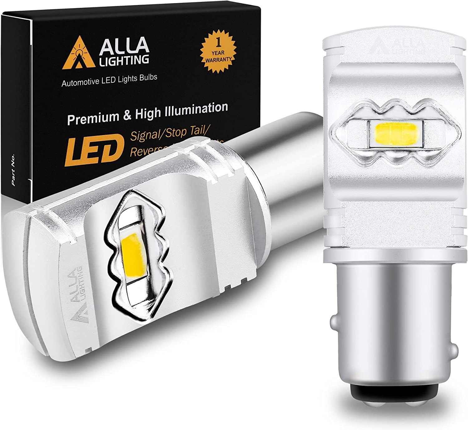 Alla Lighting 3800lm BAY15D 1157 Amber Yellow LED Bulbs Turn Signal ...
