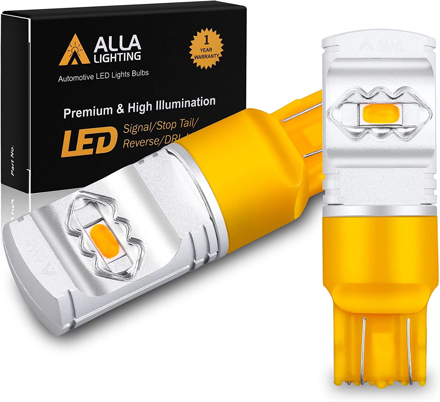 Alla Lighting ETI 56-SMD 12V LED 7443 Bulbs, 3800lm T20 7440 7443 Amber ...