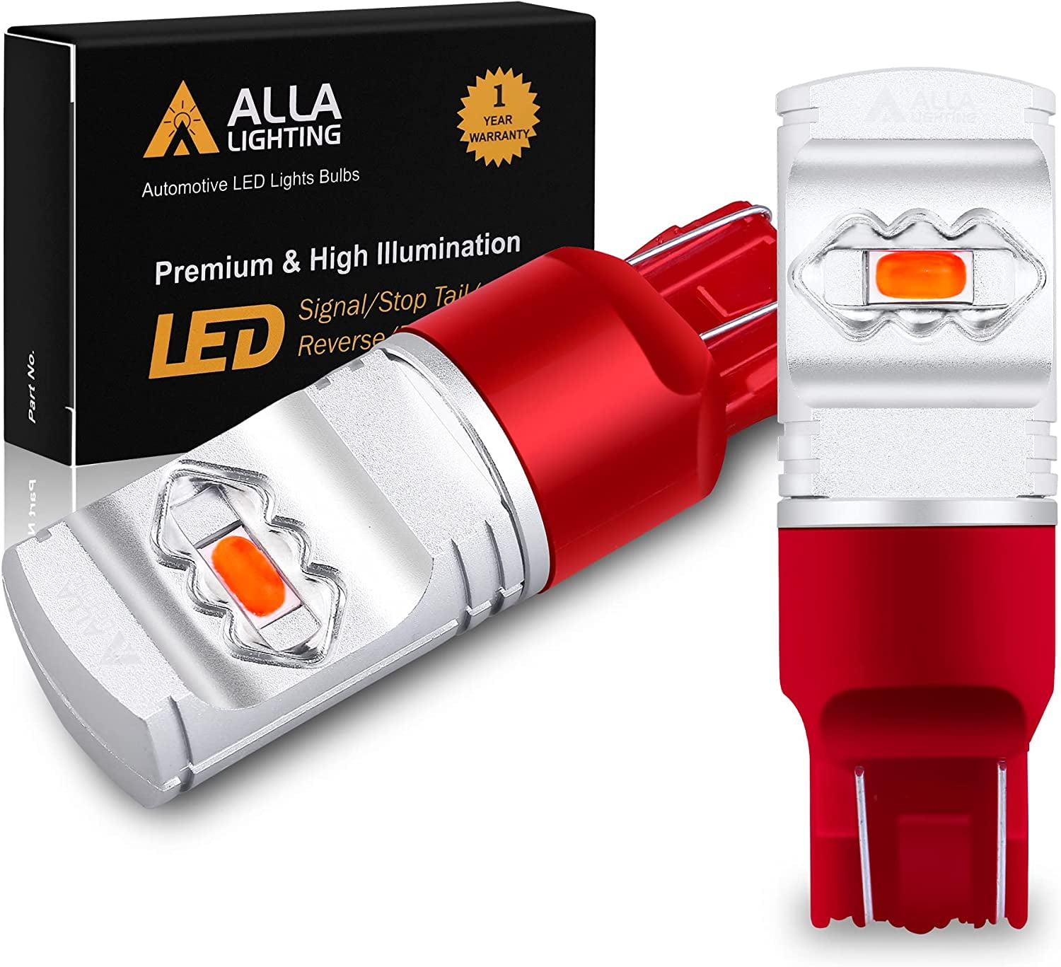Alla Lighting 3800lm Xtreme Super Bright T20 7440 7443 Red LED Bulbs ...