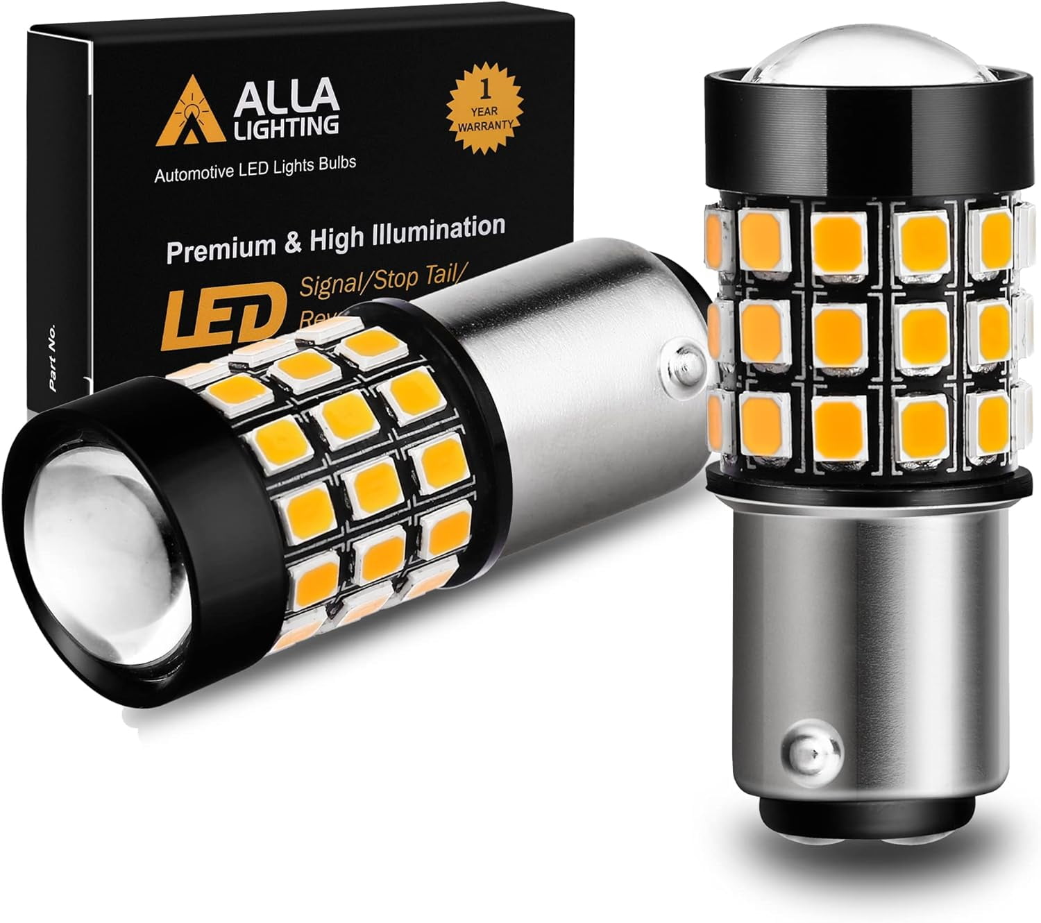 Alla Lighting 39-SMD 1157 7528 BAY15D Amber Yellow Xtremely Super ...