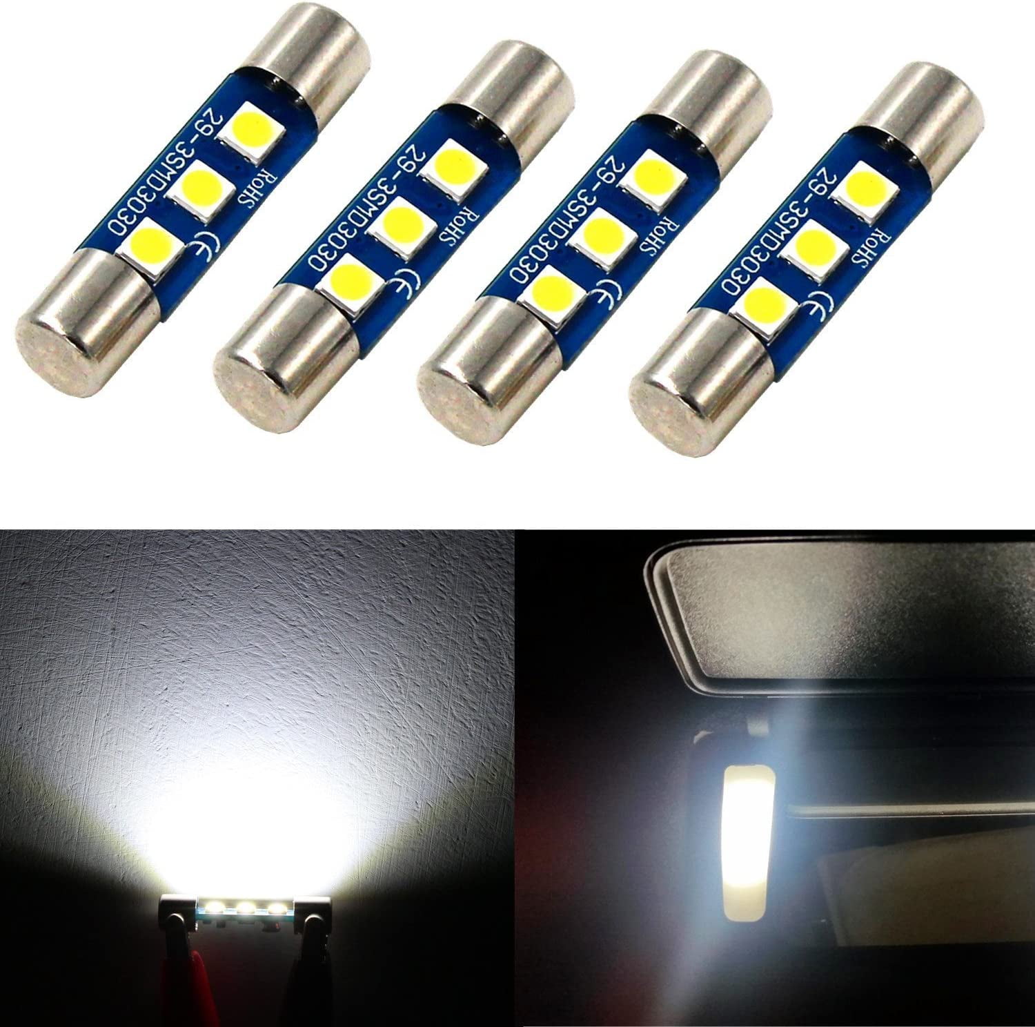 Alla Lighting 4pcs Super Bright 6000K Xenon White High Power 3030 SMD ...