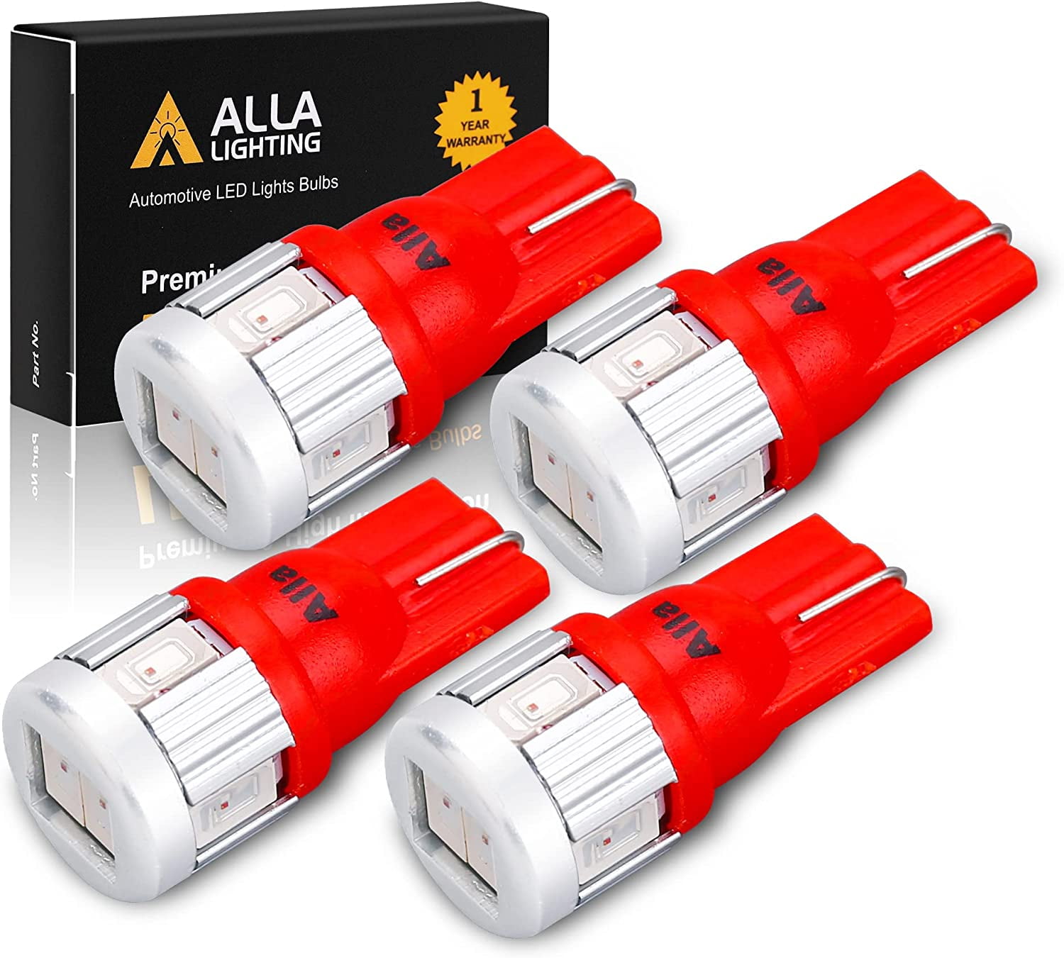 Alla Lighting 4x 194 LED Bulb, Super Bright T10 Wedge Lights for Car ...
