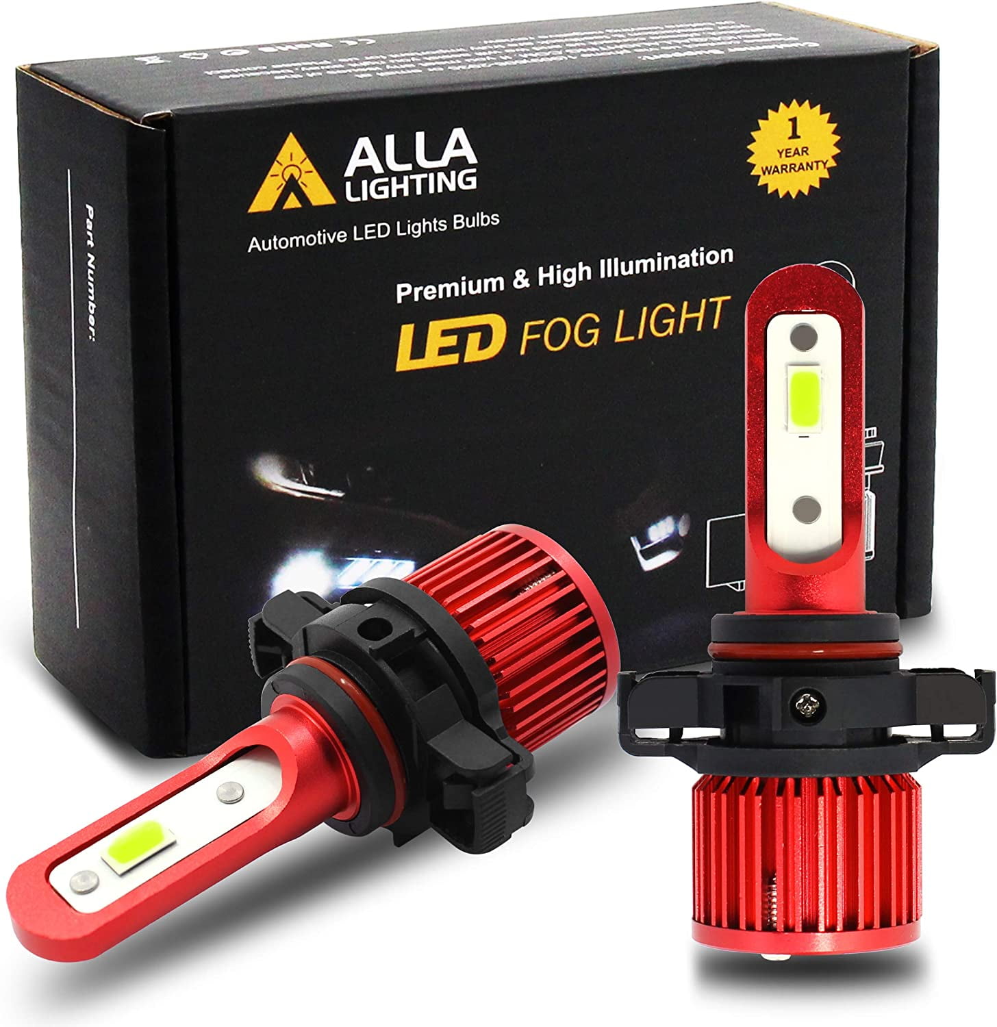 Alla Lighting 5200lm AL-R PSX24W 2504 LED Fog Lights Bulbs Xtremely ...