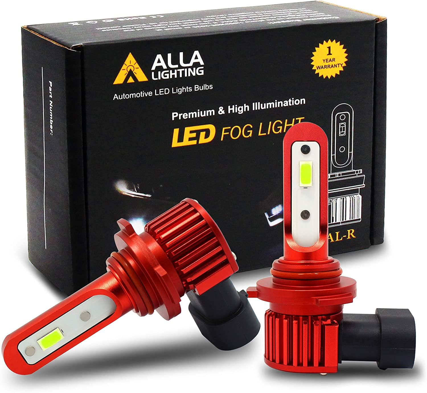 Alla Lighting 5200lm AL-R PY20D Base H10 9145 LED Bulbs, 8000K Ice Blue ...