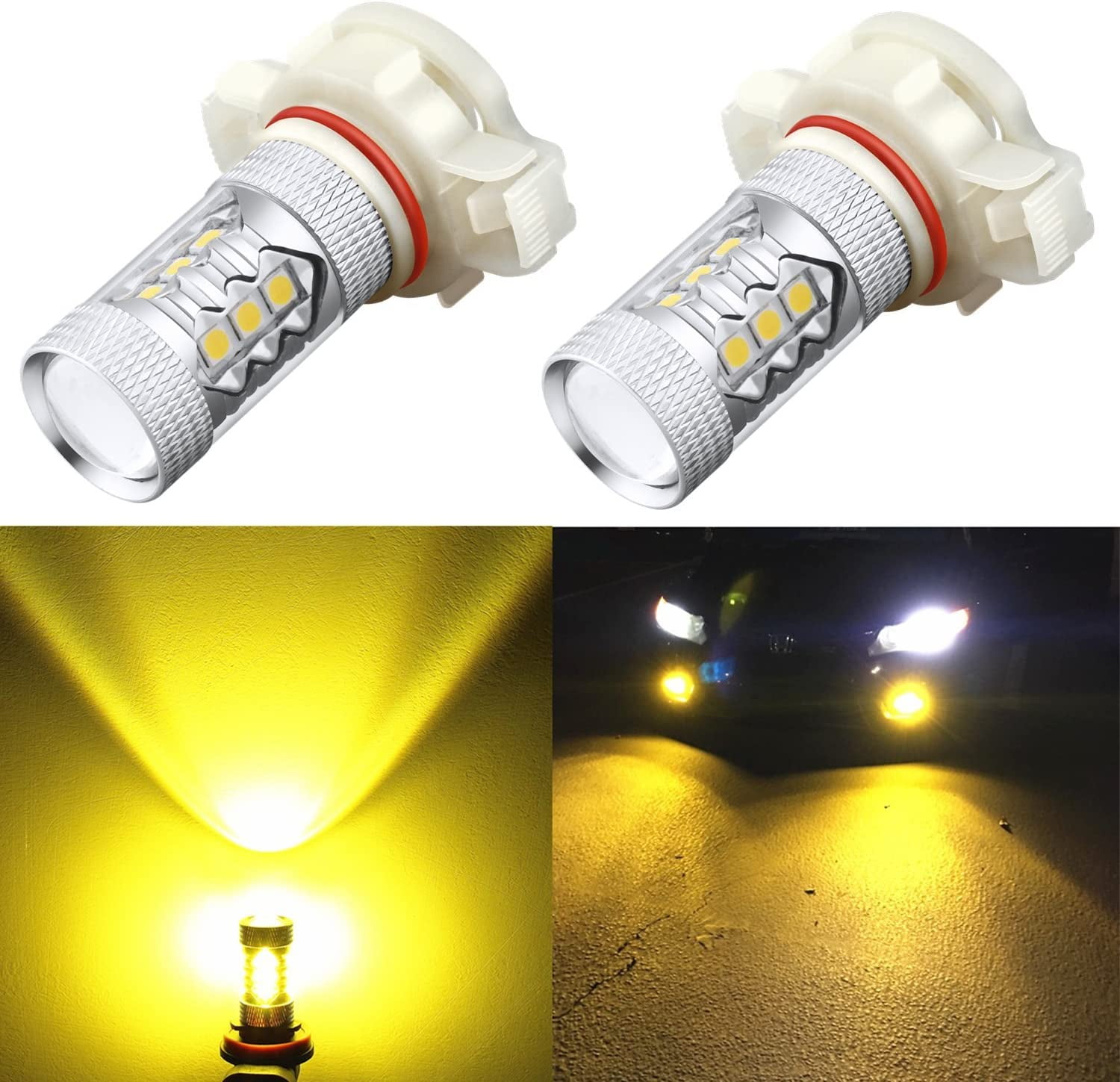 Alla Lighting 5201 5202 LED Fog Light Bulbs Xtreme Super Bright High ...