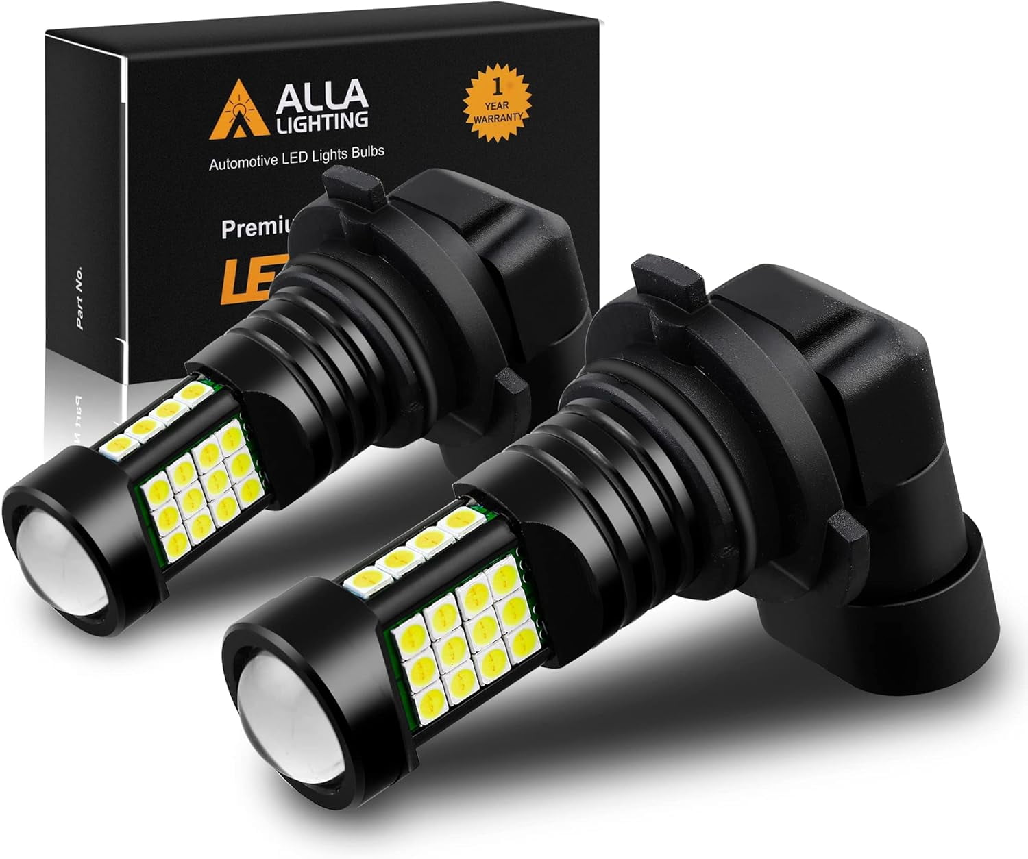 Alla Lighting 6000K White 9006 HB4 LED Bulbs for Fog Lights Lamps ...