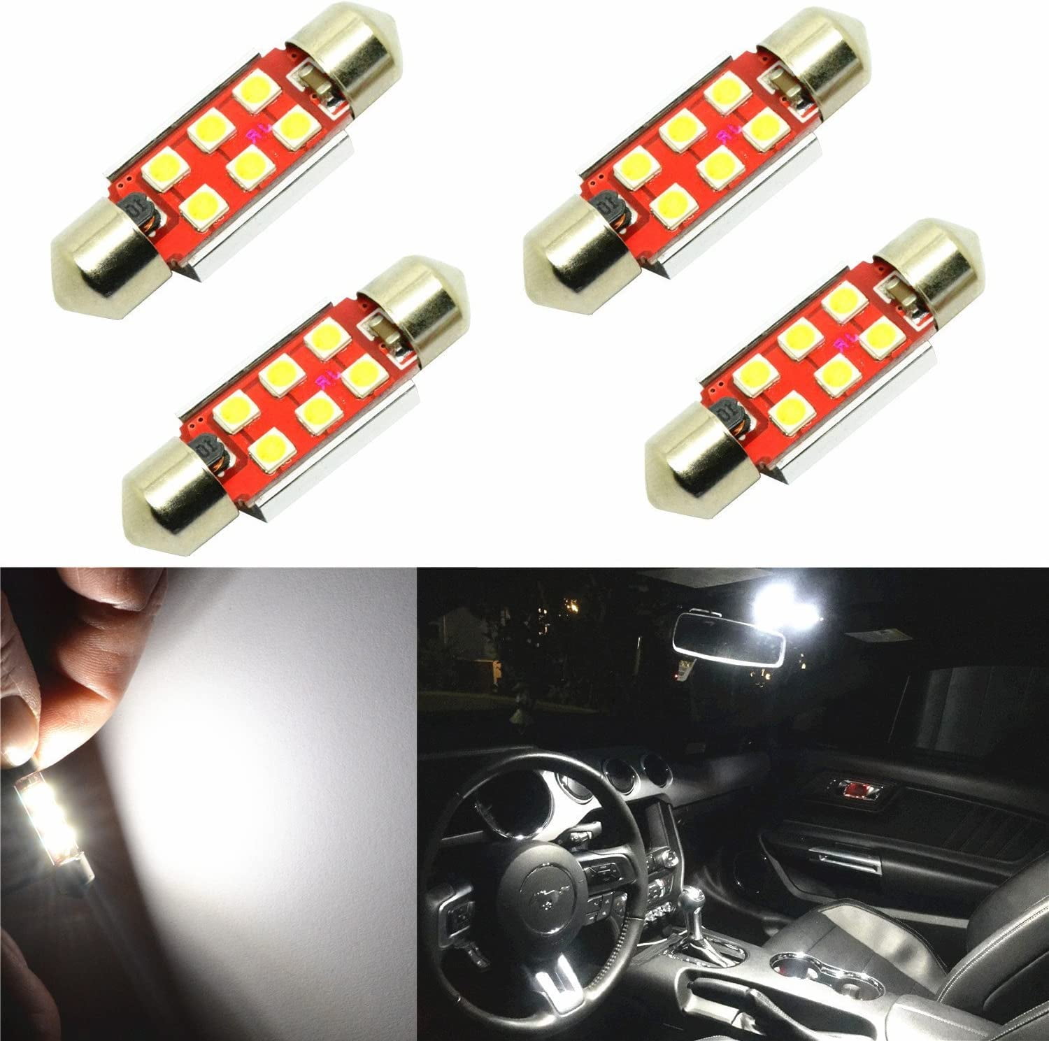 Alla Lighting 6418 6411 C5W LED Bulbs 800 Lumens Extremely Super Bright ...