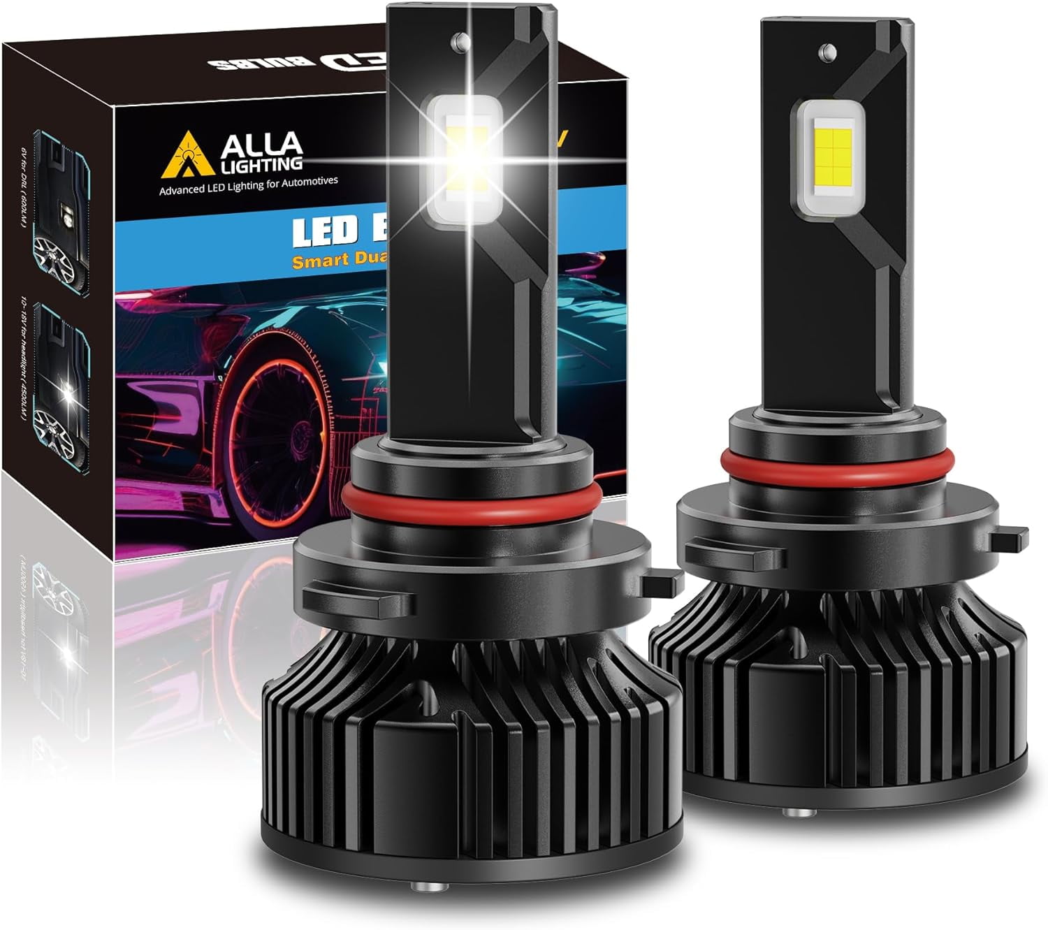Alla Lighting 6V~18V 9000Lms HB3 9005 LED Headlights Bulbs High Beam ...