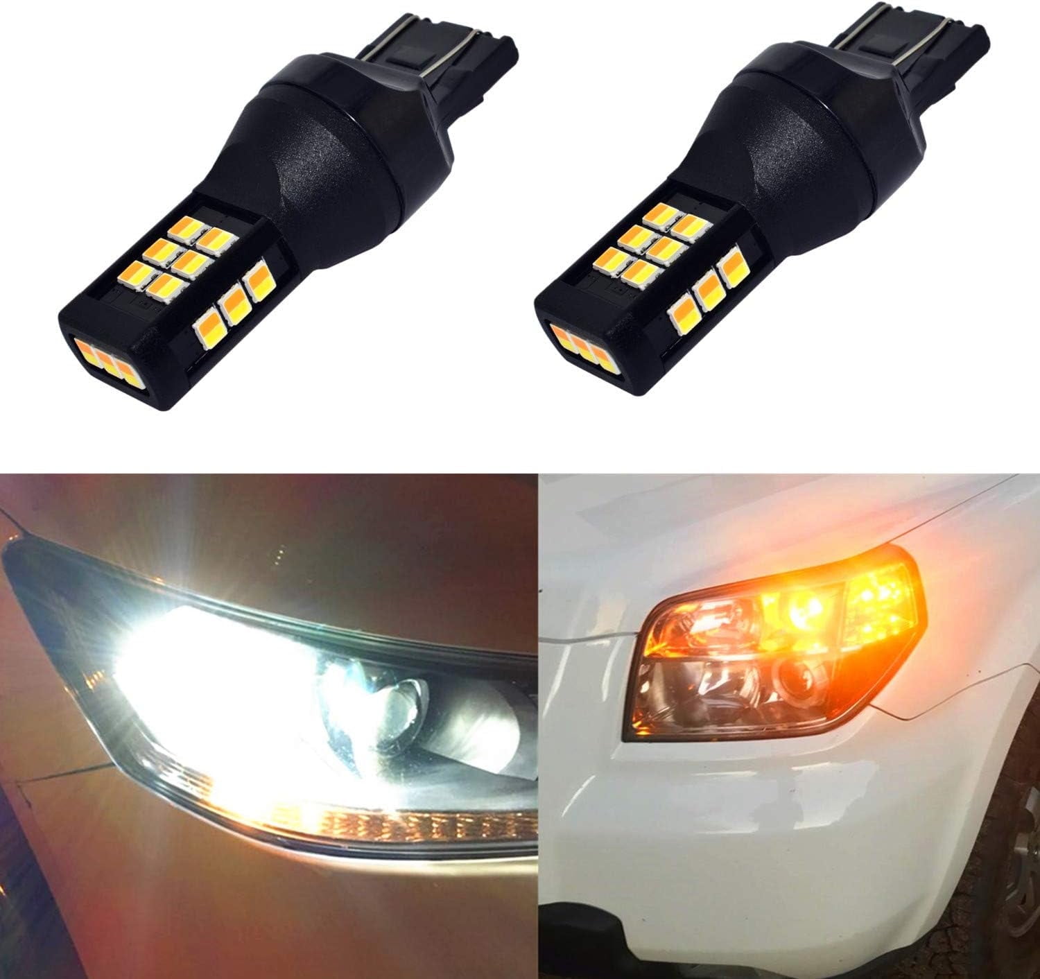 Alla Lighting 7443 LED Switchback Bulbs 7444NA T20 Wedge Xtreme Super ...