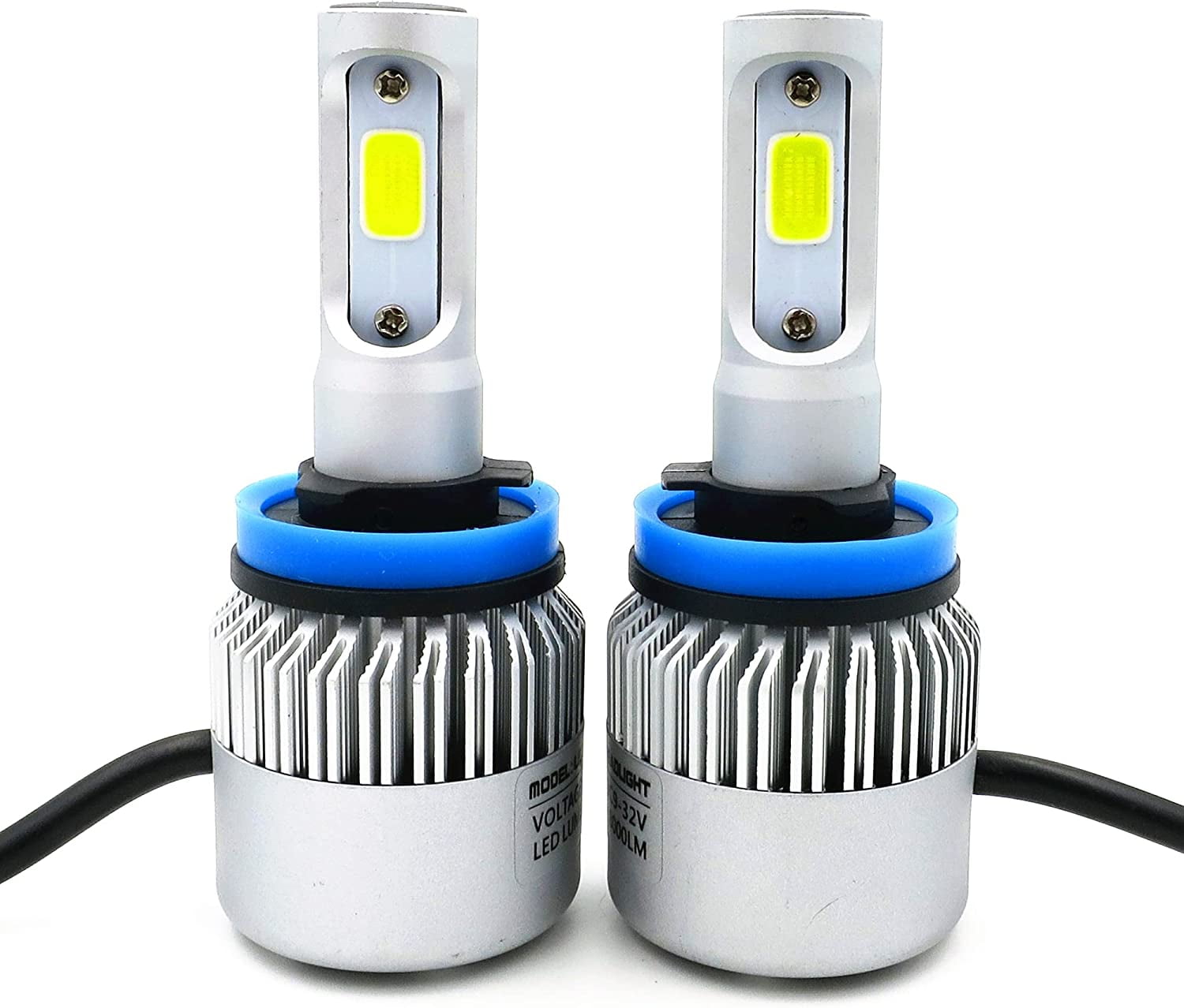 Alla Lighting 8000lm COB Xtreme Super Bright LED H8 H9 H11 Bulb 6000K ...