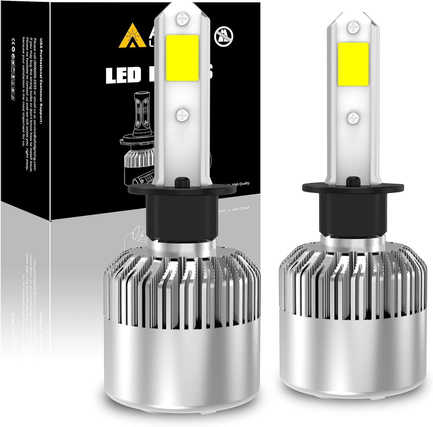 Alla Lighting 8000lm H1 LED Bulbs or Fog Lights Extremely Super Bright ...