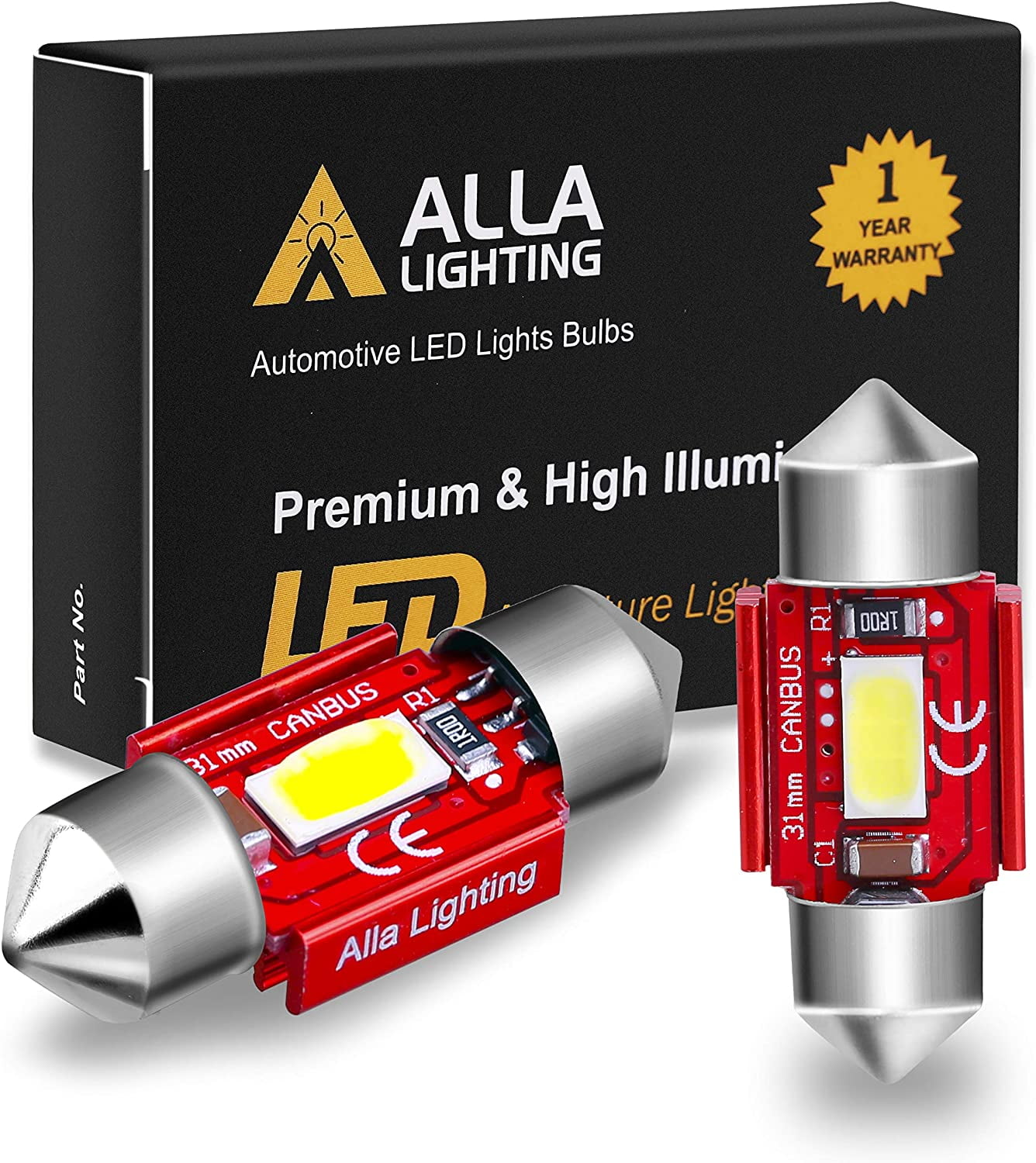 Alla Lighting 800lm Xtreme Super Bright Festoon 31MM DE3175 DE3022 LED ...