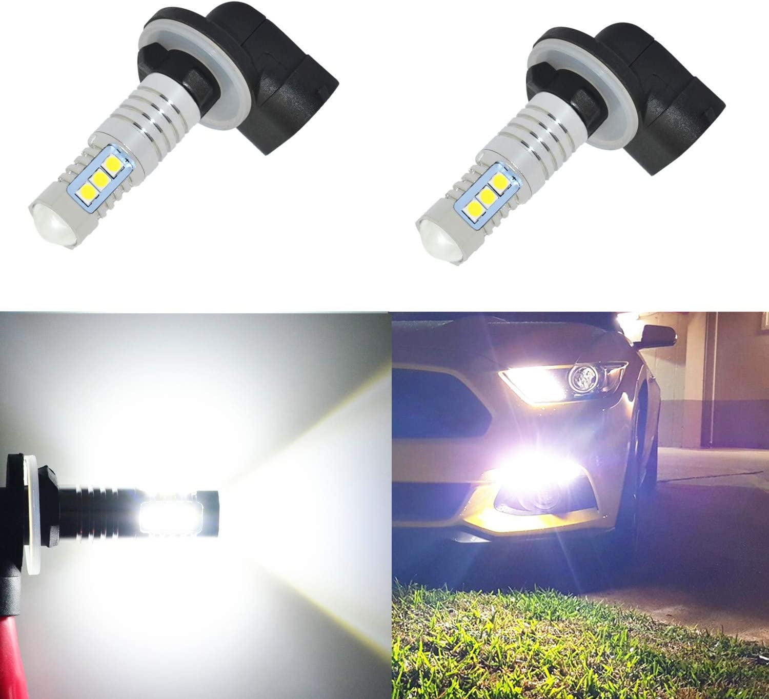 Alla Lighting 881 889 LED Fog Light Bulbs Xtreme Super Bright 889 881 LED Bulb 3030-SMD LED 881 ...