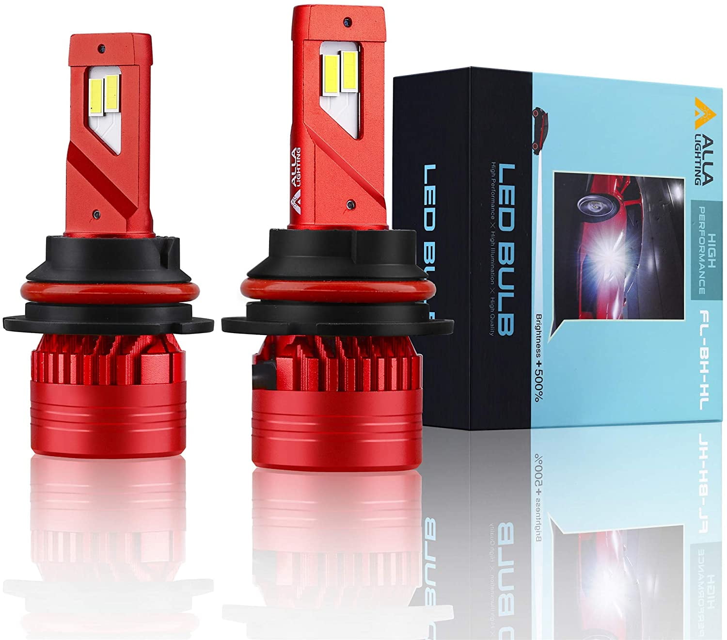 Alla Lighting 9007 LED Headlights, 12500LM FL-BH HB5, 6000K Xenon White ...