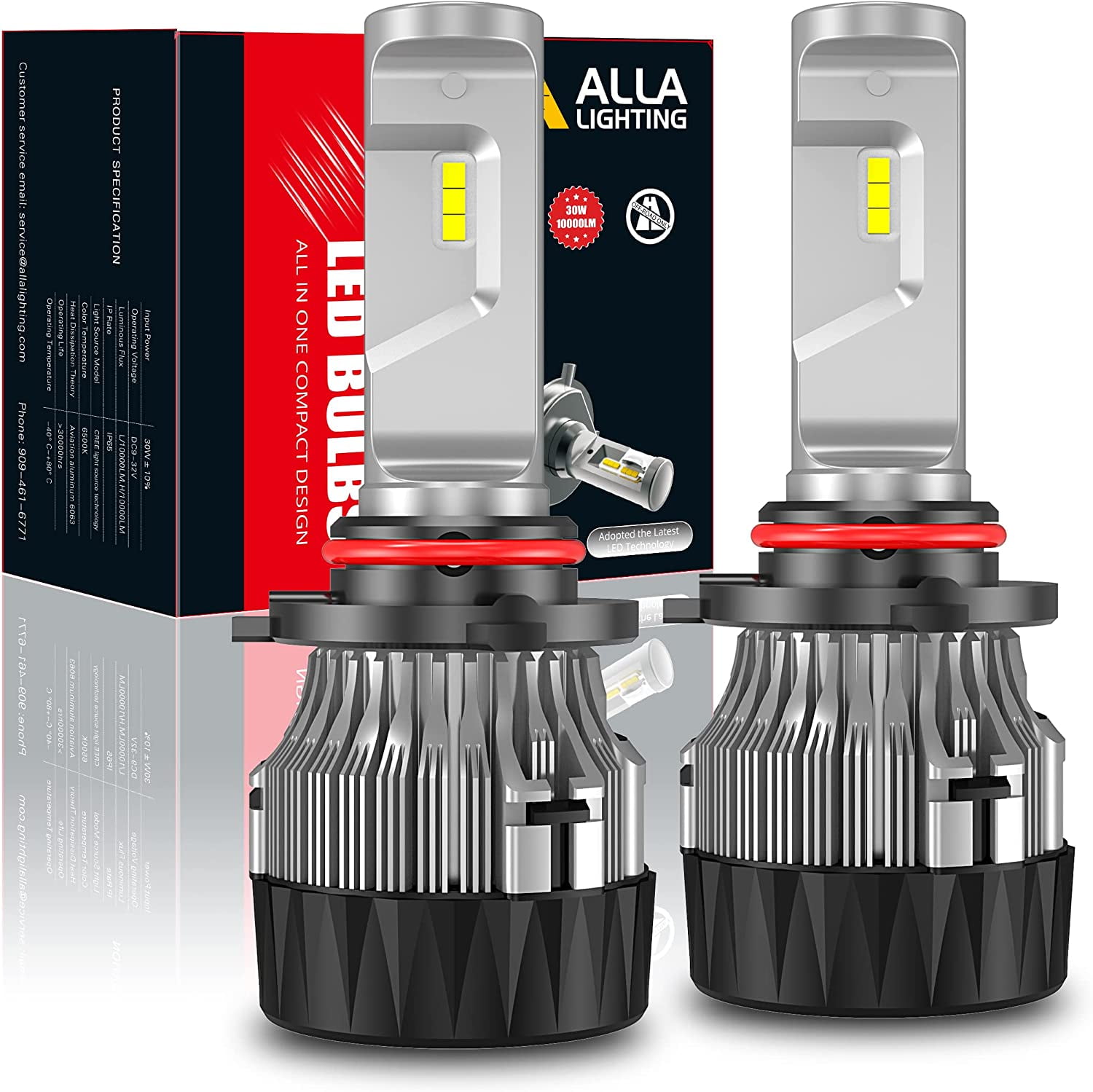 Alla Lighting 9012 HIR2 LED Headlight High Beam or Low Beam Bulbs, Fog ...