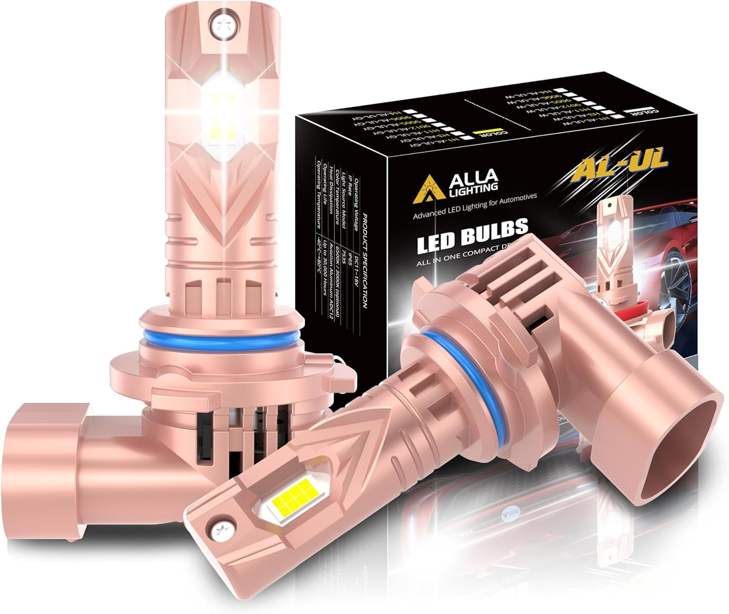 Alla Lighting 9012 HIR2 LED Headlights High Beam Low Beam Fog Lights ...