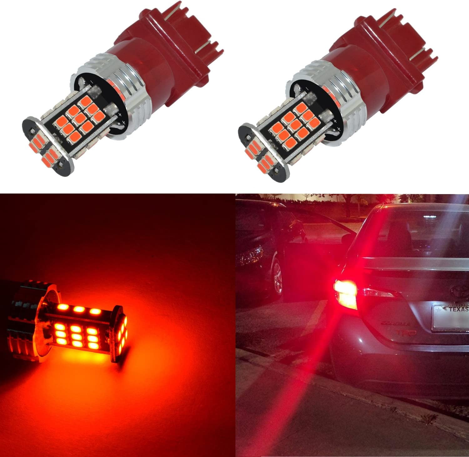 Alla Lighting 3156 3157 Red LED Bulbs 1000 Lumens for Cars Trucks Turn ...