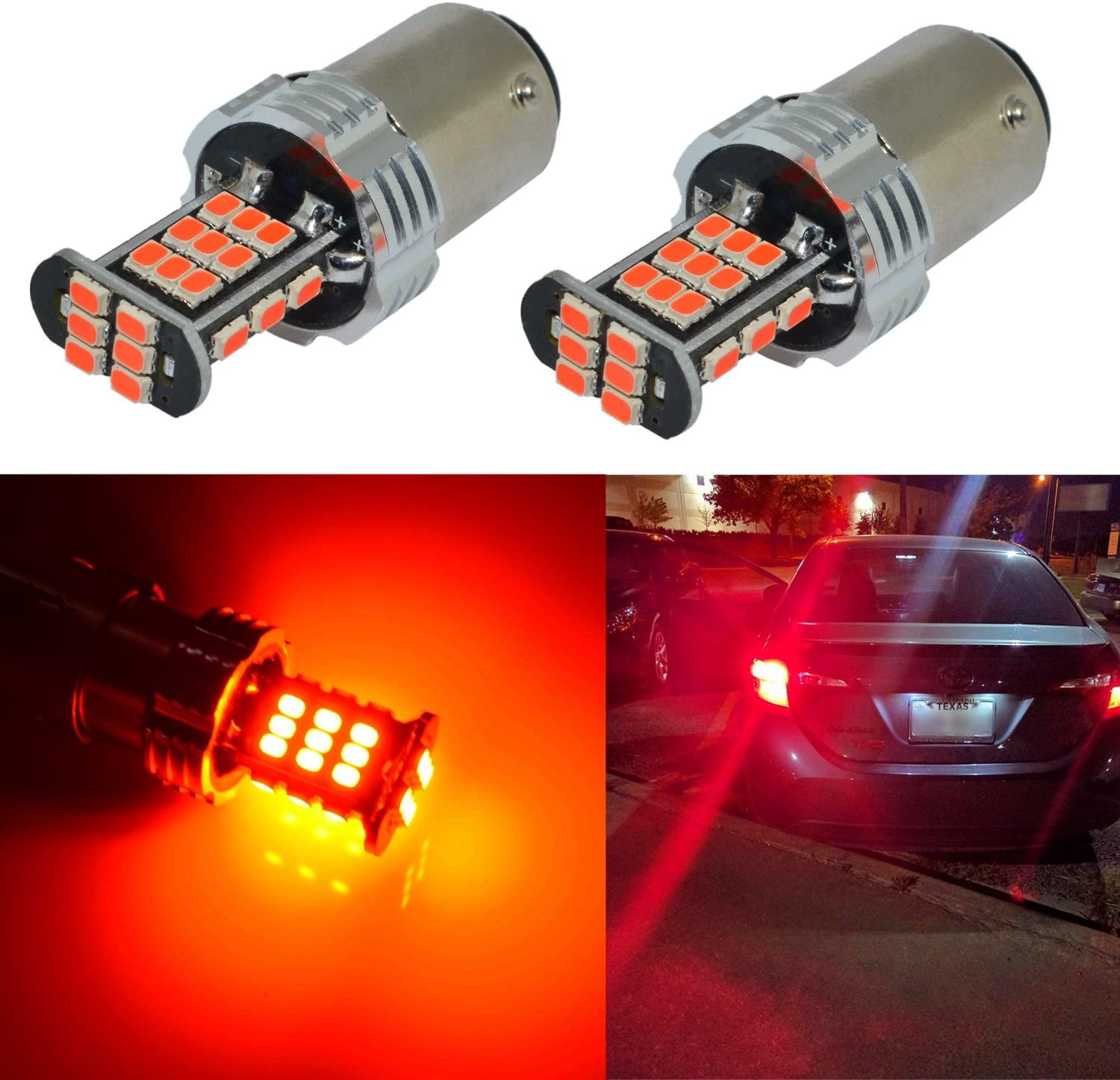 Alla Lighting 1156 Red LED Bulbs, High Power 3020 for Cars, Trucks Turn ...