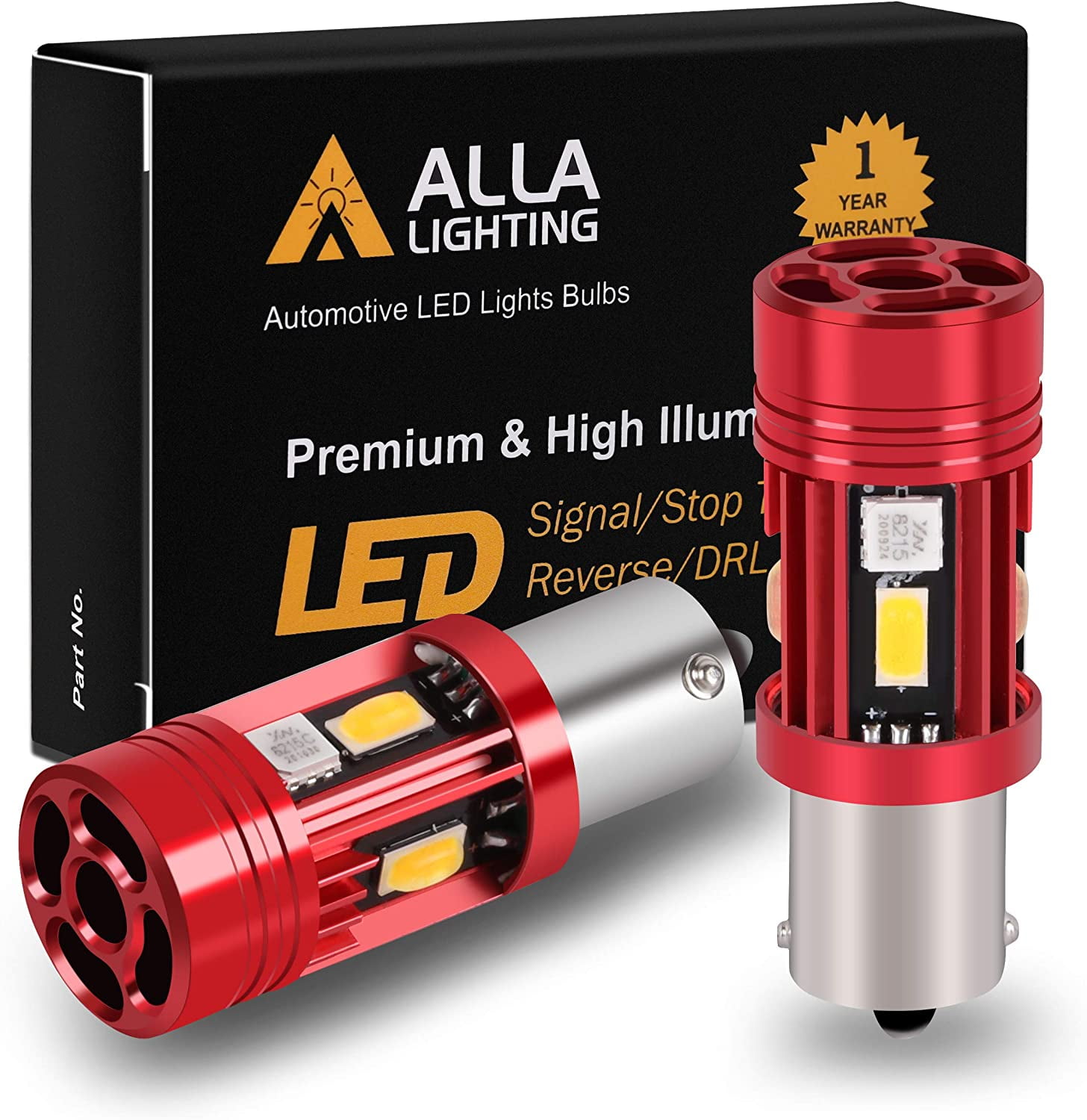 Alla Lighting CAN Bus BAU15S 7507 12496 LED Bulbs Amber Yellow Turn ...