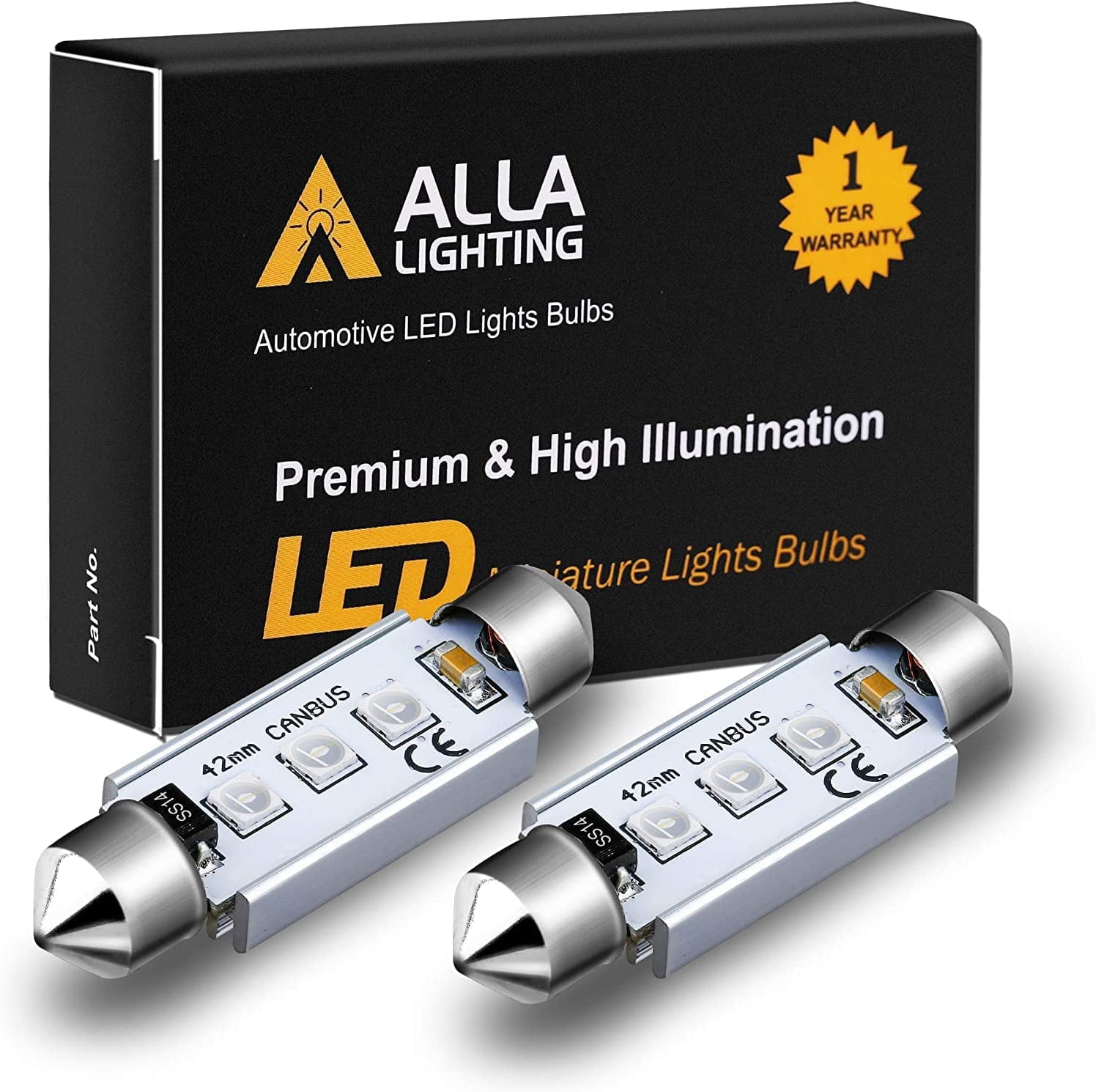 Alla Lighting CANBUS 211-2 578 LED Bulbs Bright 41mm 42mm Festoon 212-2 ...