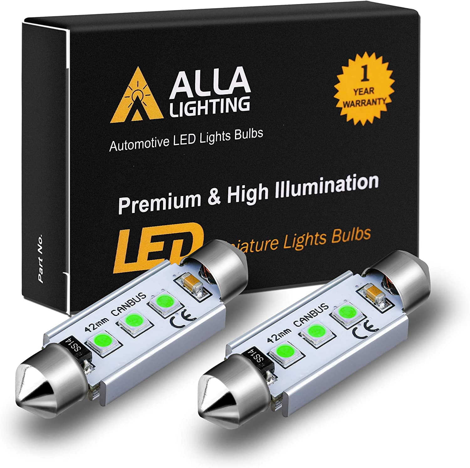 Alla Lighting CANBUS 211-2 578 LED Bulbs Bright 41mm 42mm Festoon 569 ...