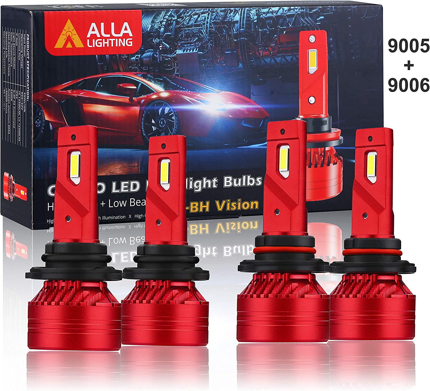 Alla Lighting Combo HB3 9005 High Beam Headlights HB4 9006 Low Beam LED Bulbs FL-BH Xtreme ...
